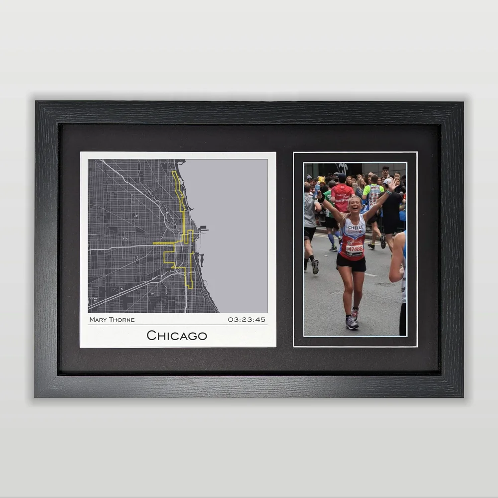 Chicago - Marathon Run Route Map Print - Framed - Marathon Gifts ...