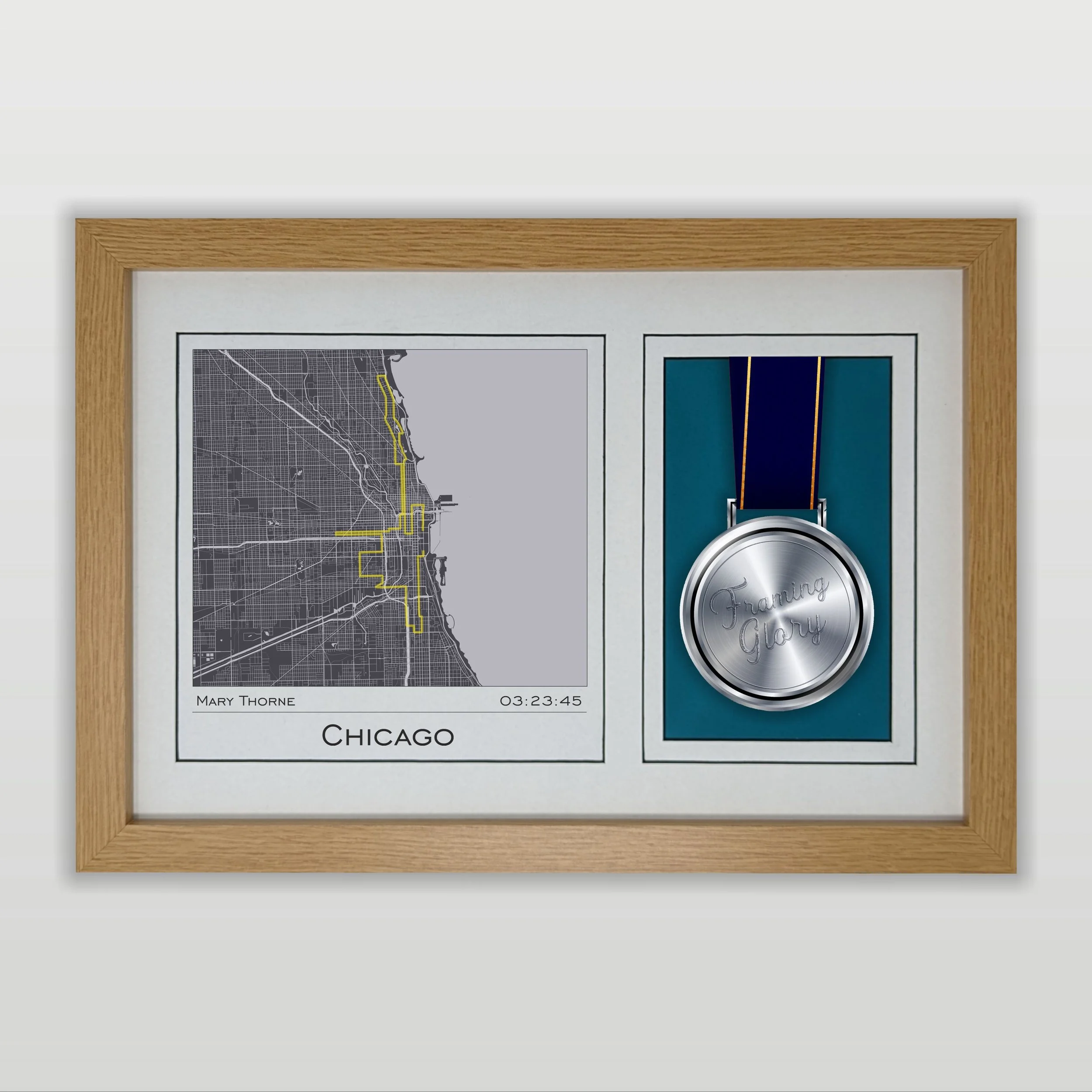 Chicago - Marathon Run Route Map Print - Framed - Marathon Gifts ...