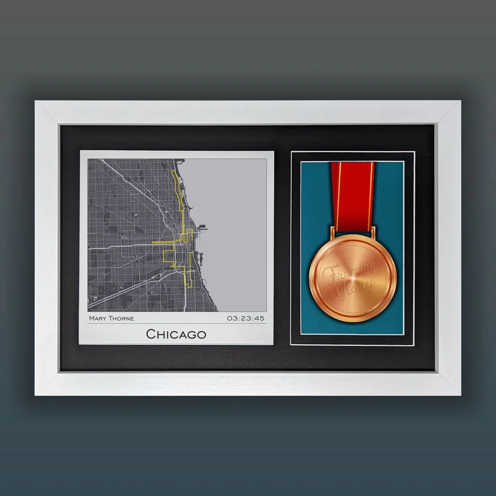 Chicago - Marathon Run Route Map Print - Framed - Marathon Gifts ...