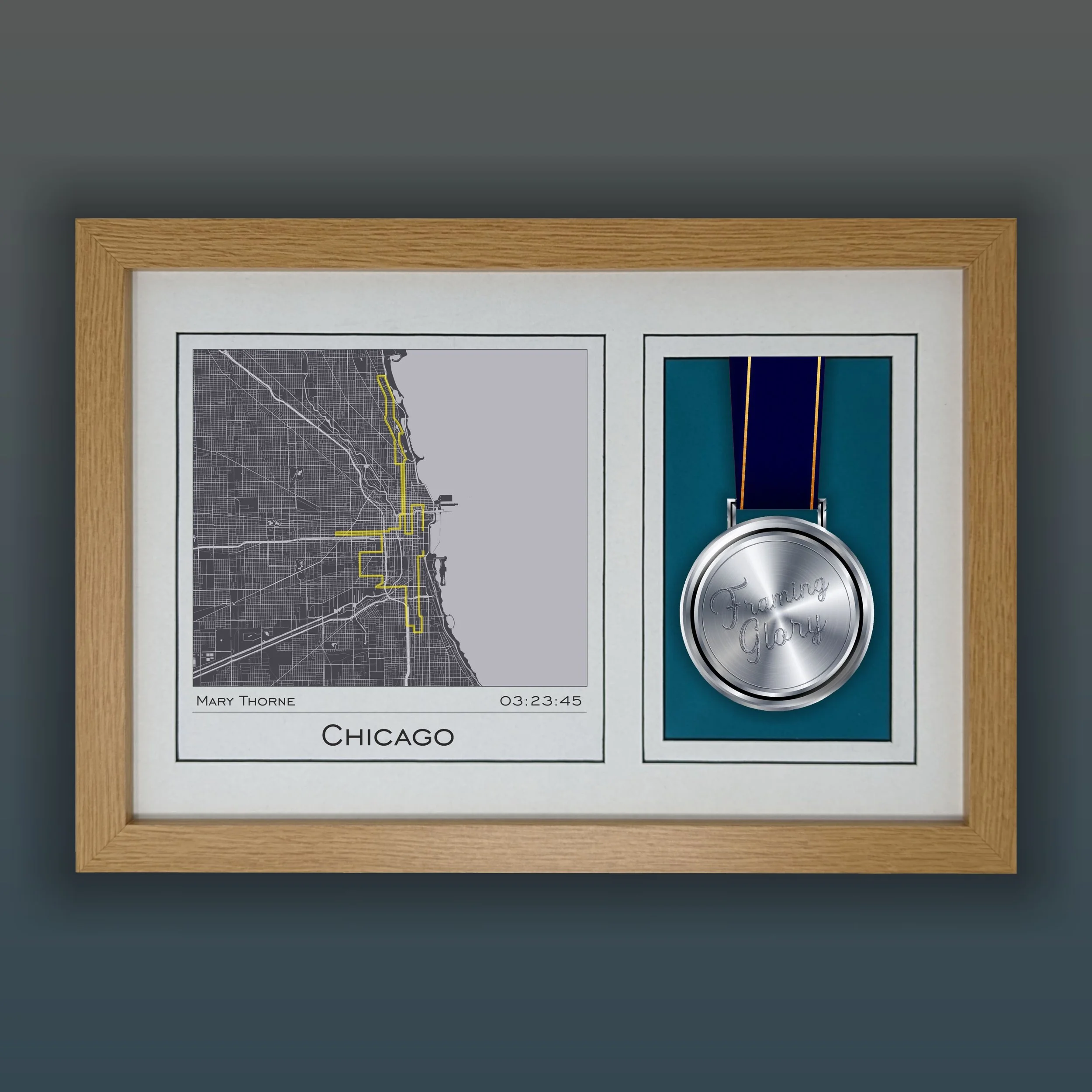 Chicago - Marathon Run Route Map Print - Framed - Marathon Gifts ...
