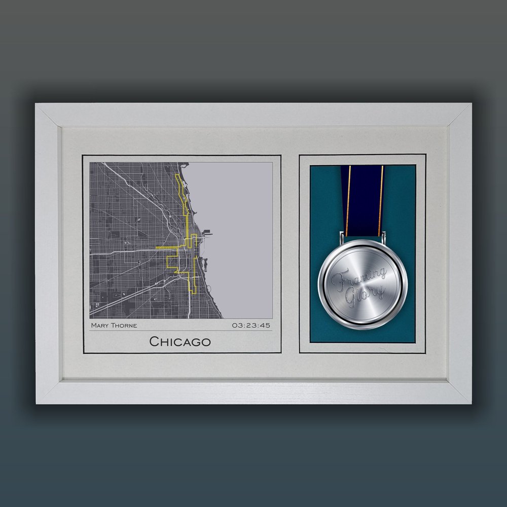 Chicago - Marathon Run Route Map Print - Framed - Marathon Gifts ...