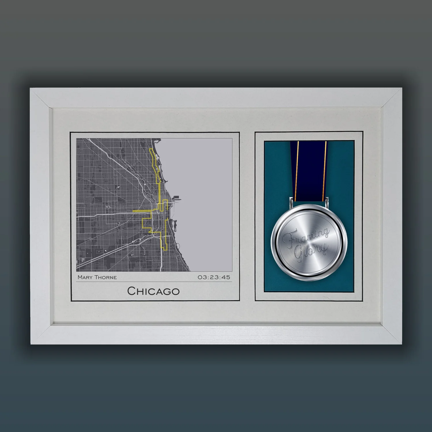 Chicago - Marathon Run Route Map Print - Framed - Marathon Gifts ...