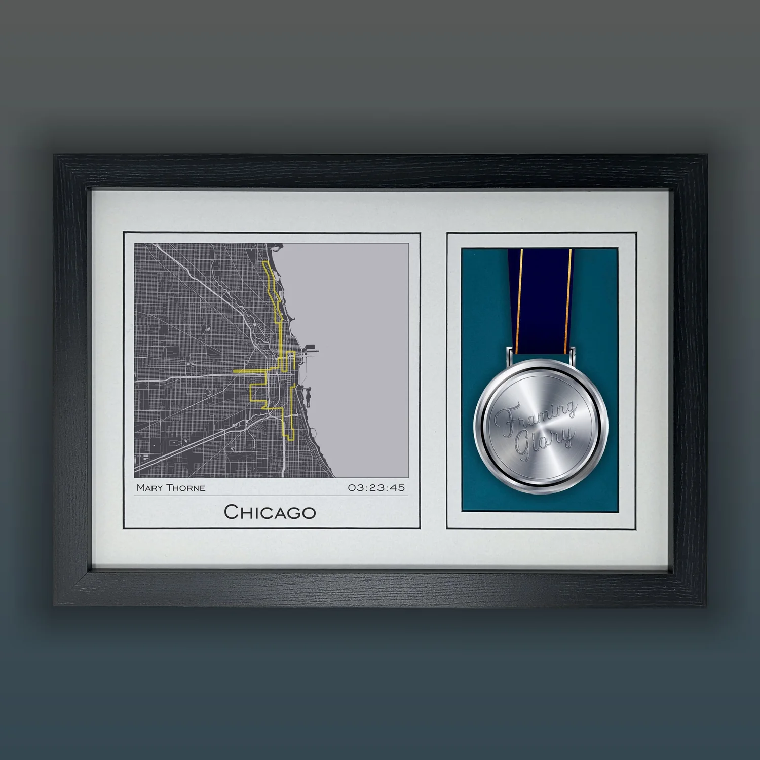 Chicago - Marathon Run Route Map Print - Framed - Marathon Gifts ...