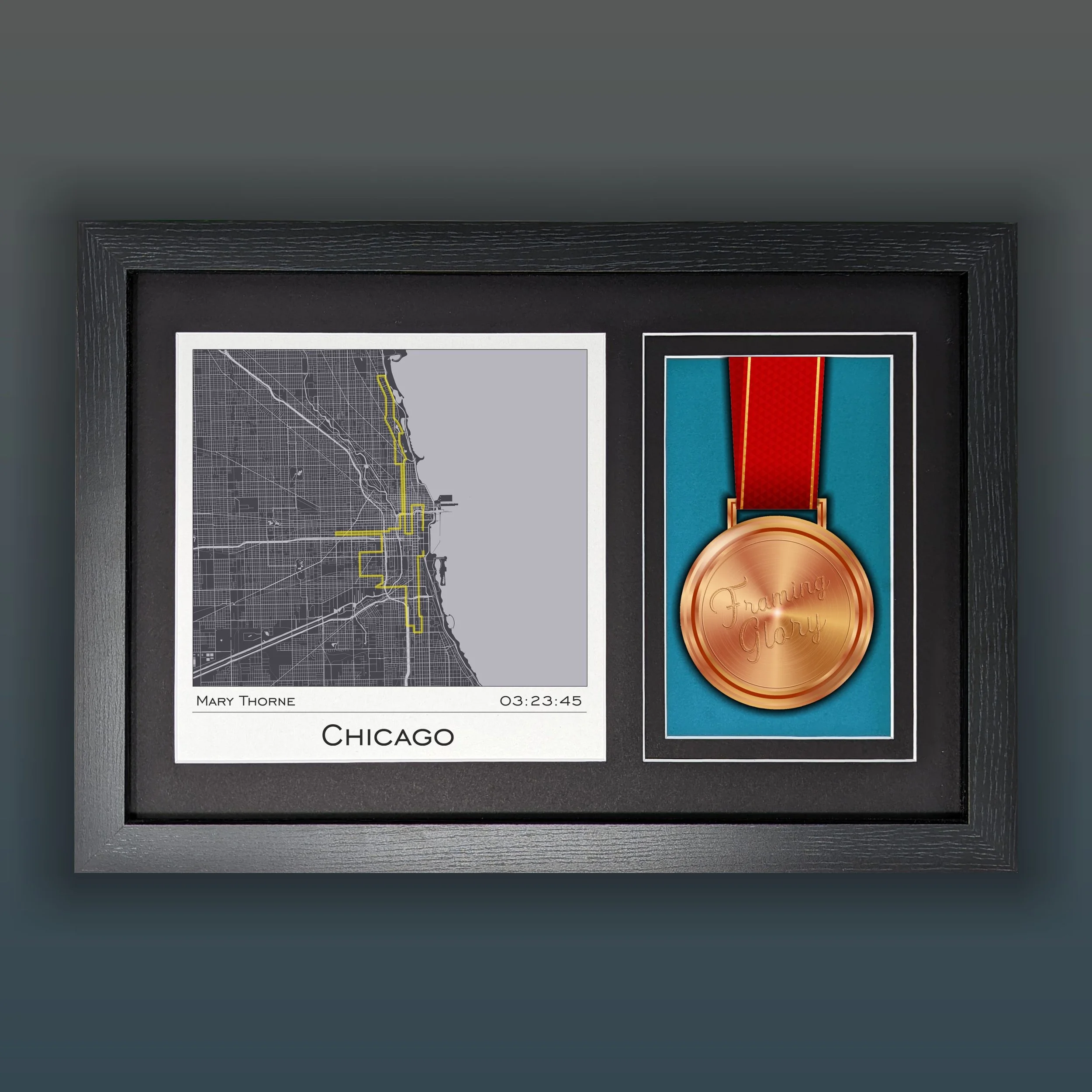 Chicago - Marathon Run Route Map Print - Framed - Marathon Gifts ...
