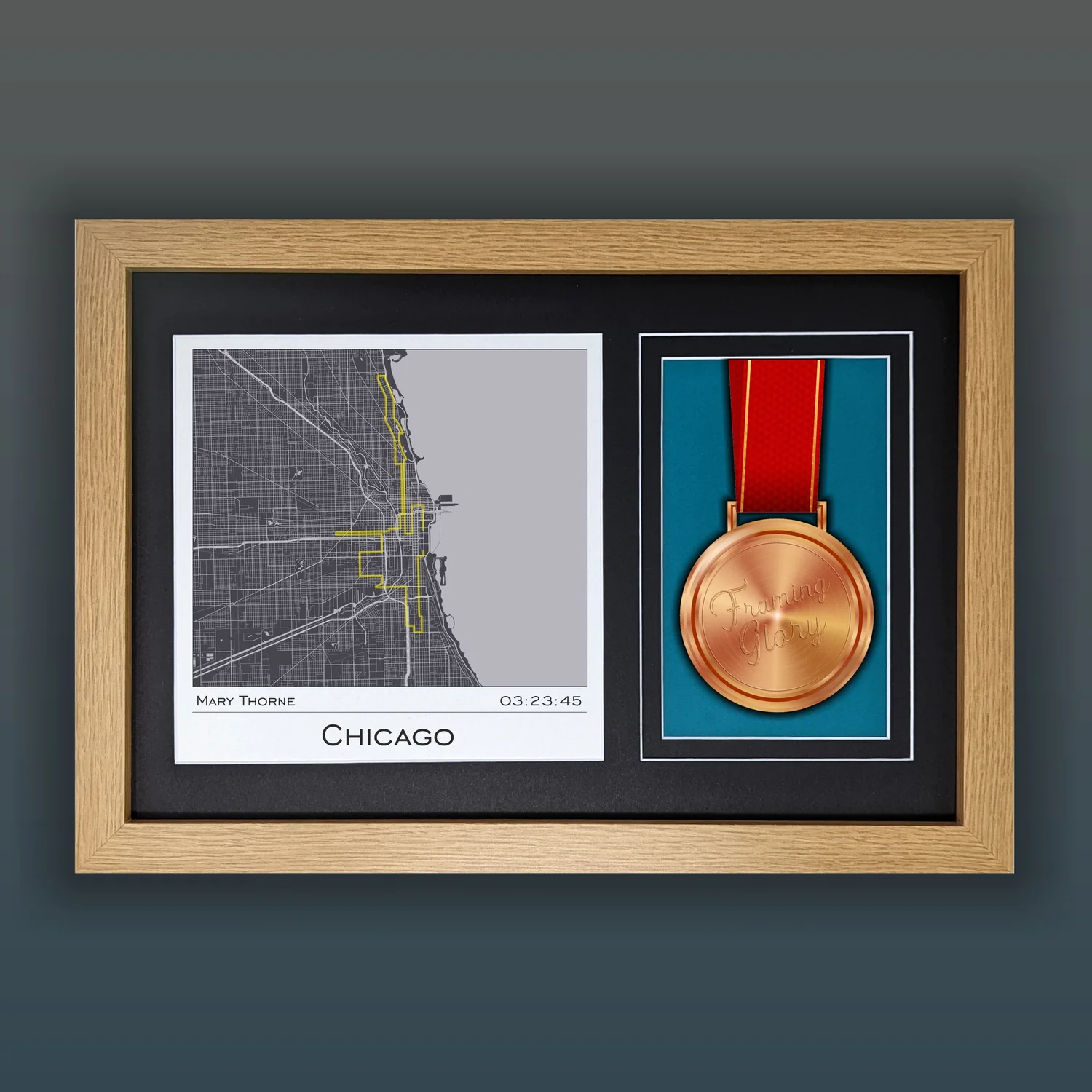 Chicago - Marathon Run Route Map Print - Framed - Marathon Gifts ...
