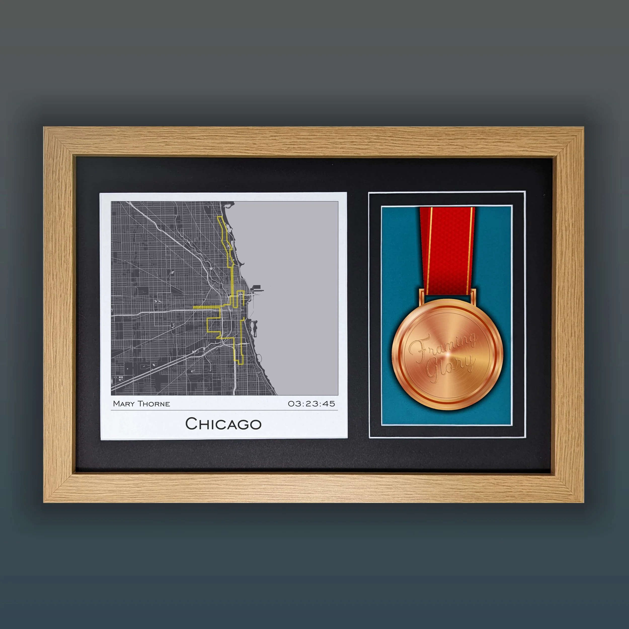 Chicago - Marathon Run Route Map Print - Framed - Marathon Gifts ...