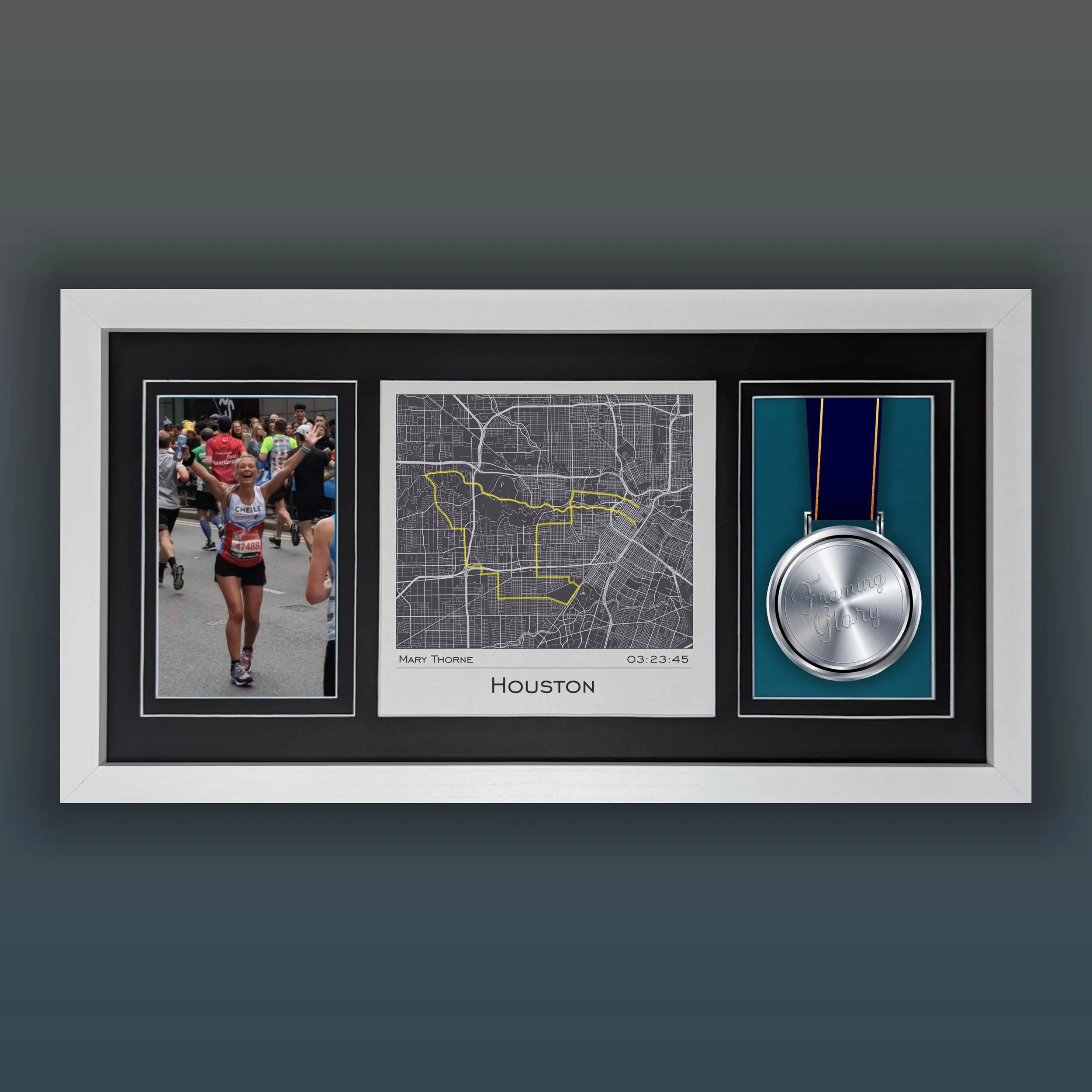 Houston - Marathon - Map & Medal Display Frame - Marathon Gifts ...