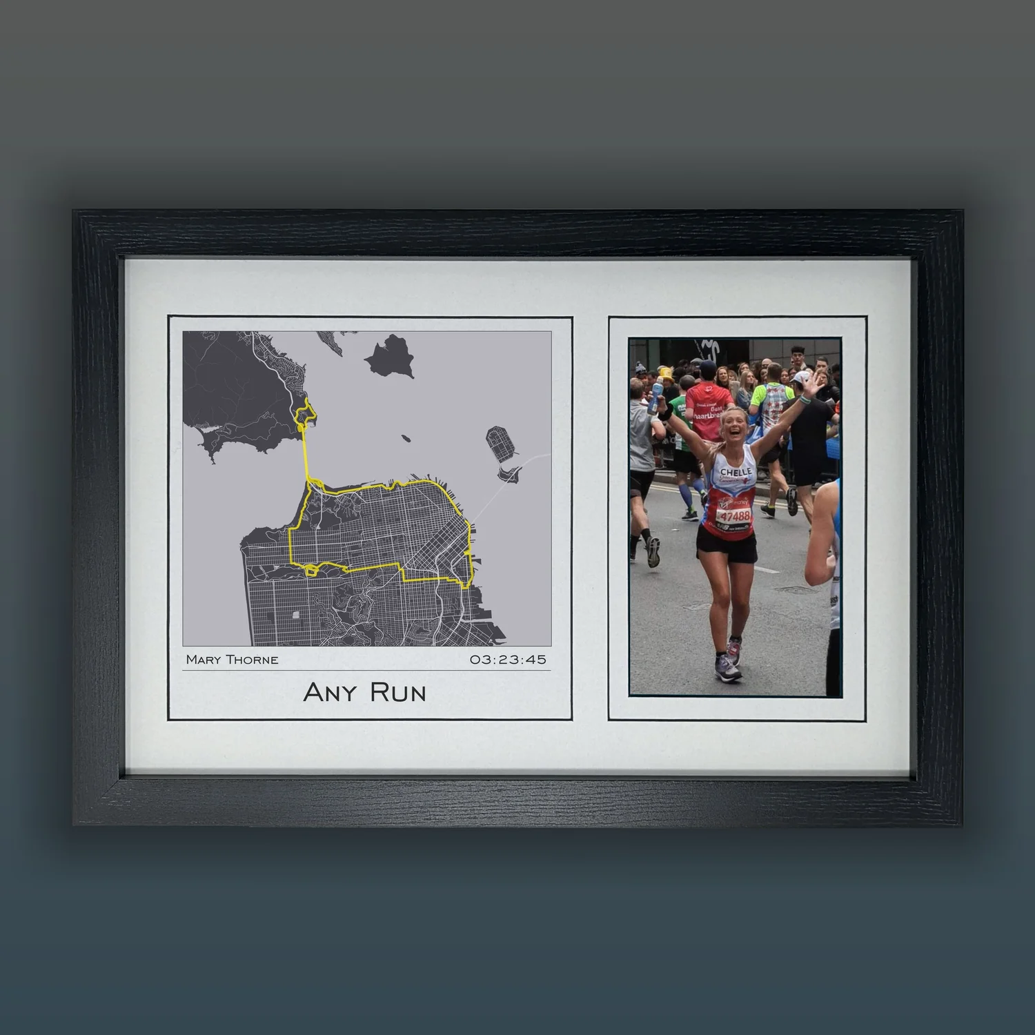 Race Bib & Double Photo Display Frame - Runner Gifts - Framing Glory ...