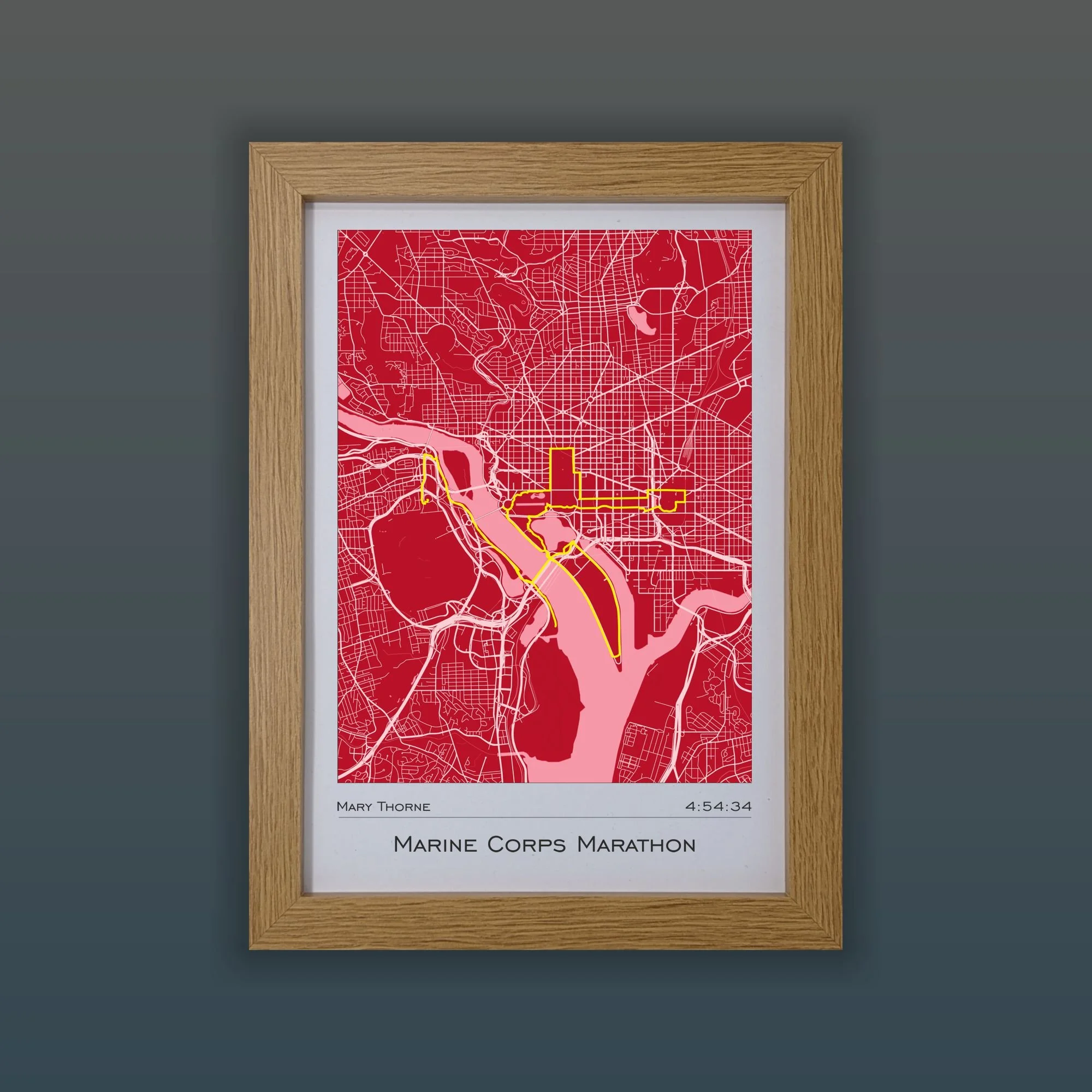 Mcm Marine Corps Marathon Map Medal Display Frame Marathon