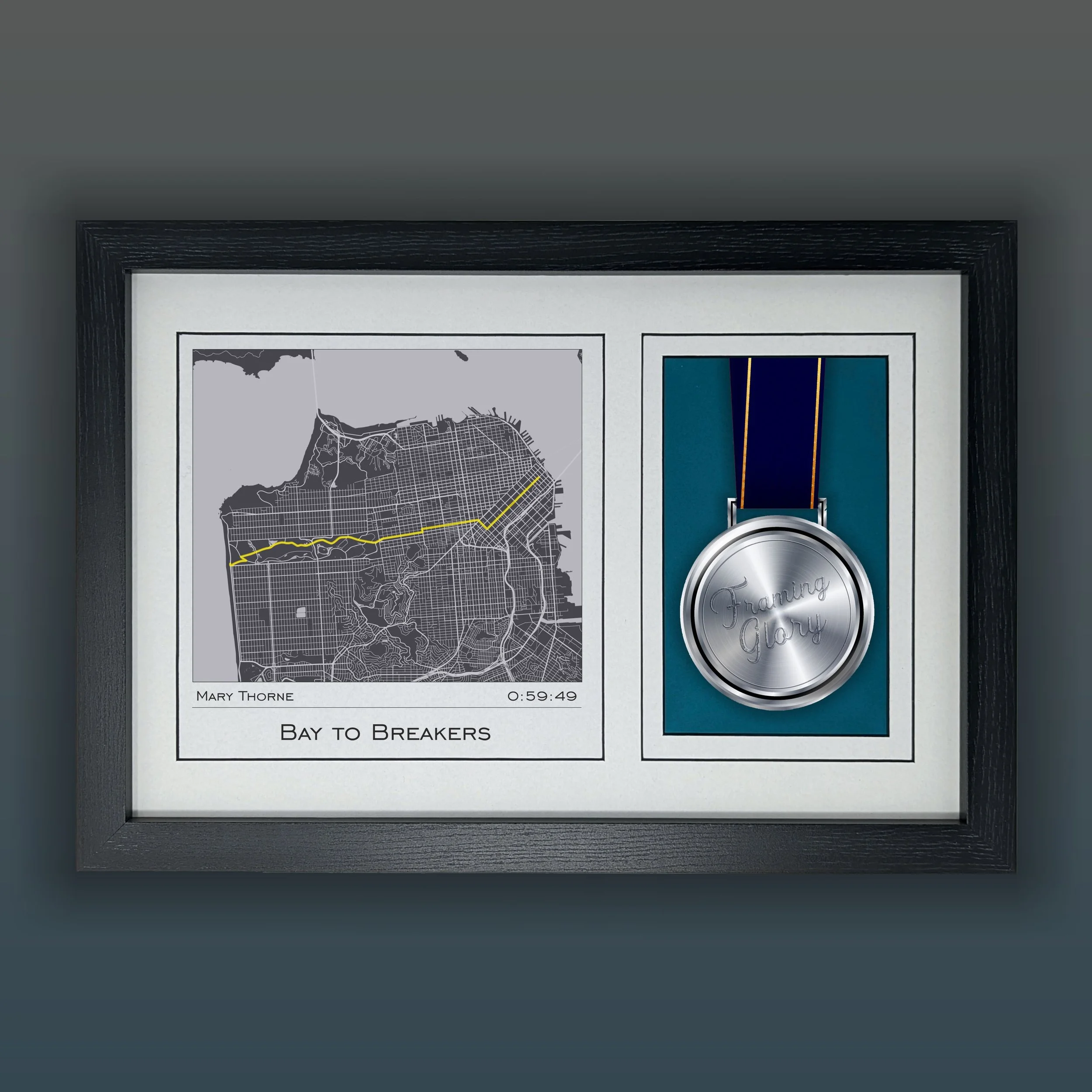 Bay to Breakers - Map & Photo Display Frame - Marathon Gifts - Framing ...