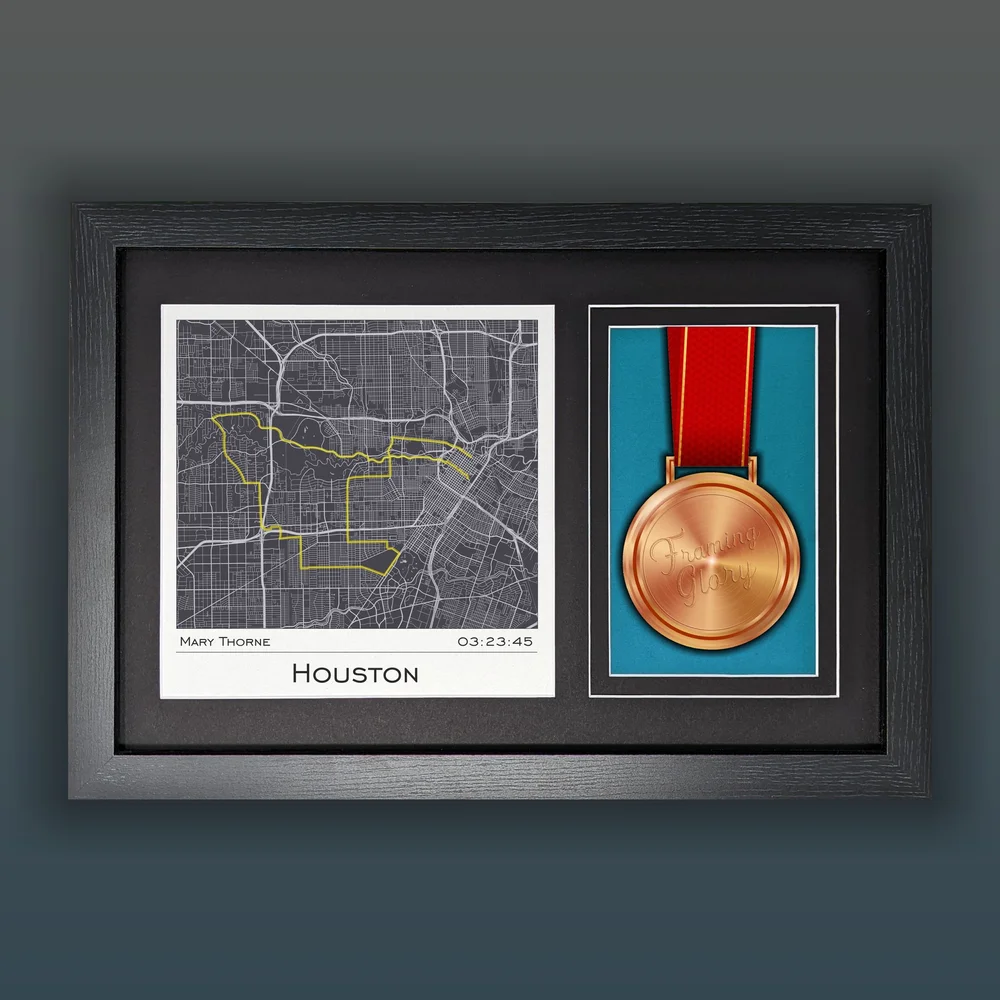 Houston - Marathon - Map & Double Photo Display Frame - Marathon Gifts ...