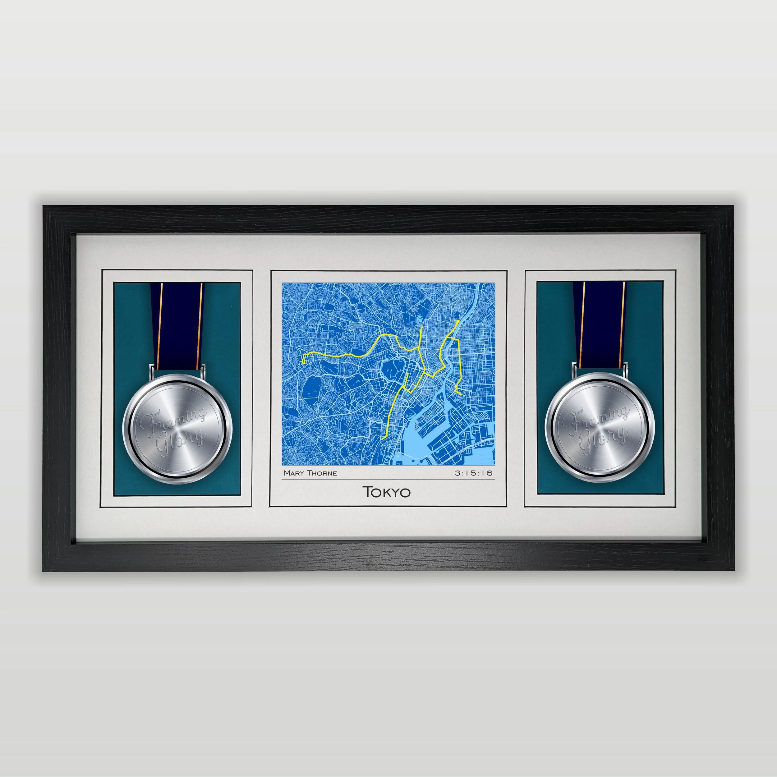 Tokyo - Marathon - Map, Photo & Medal Display Frame - Marathon Gifts ...