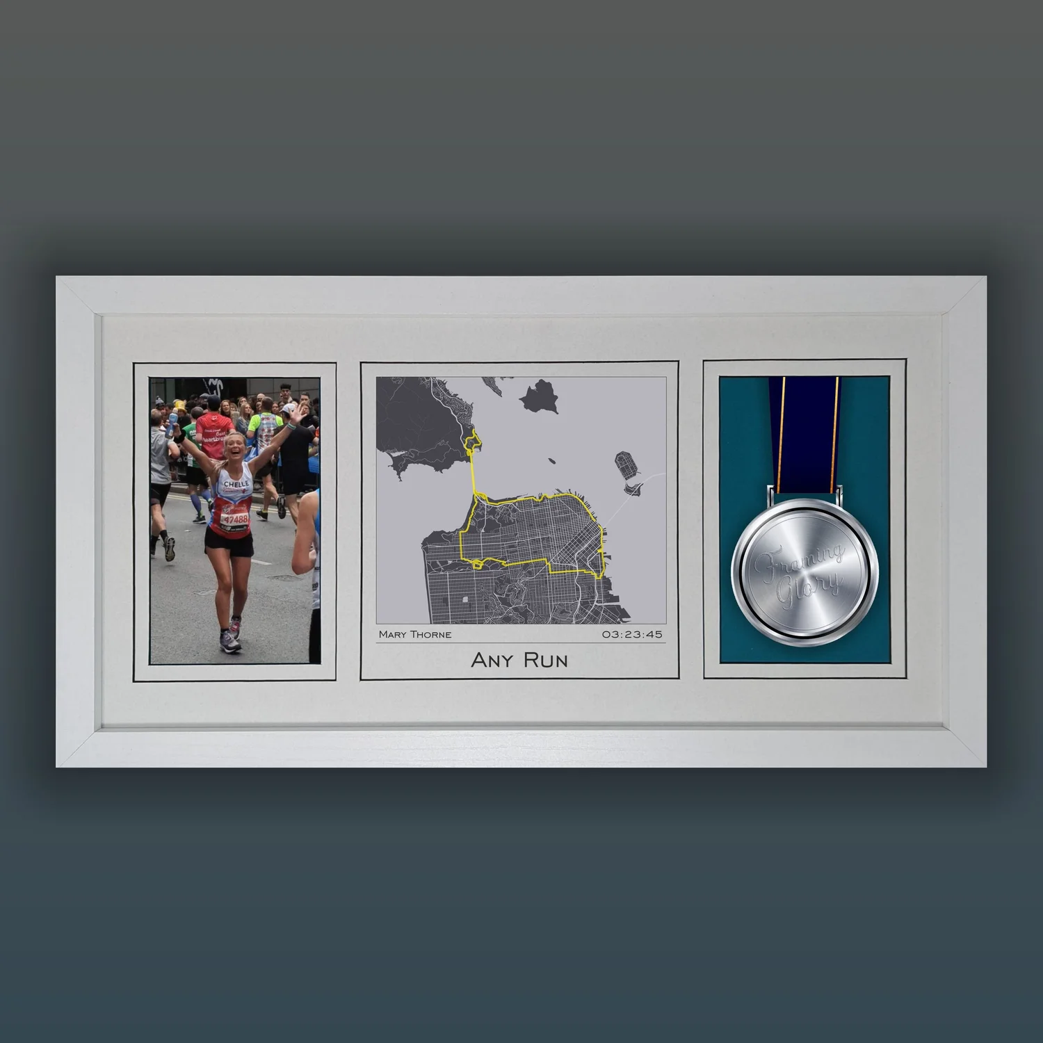 Race Bib, Photo & Medal Display Frame - Runner Gifts - Framing Glory ...