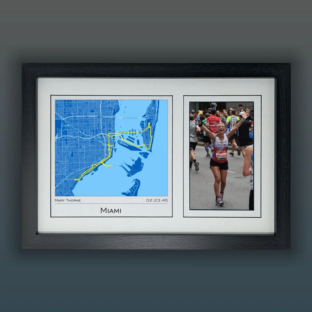 Miami - Marathon - Map & Medal Display Frame - Marathon Gifts - Framing ...