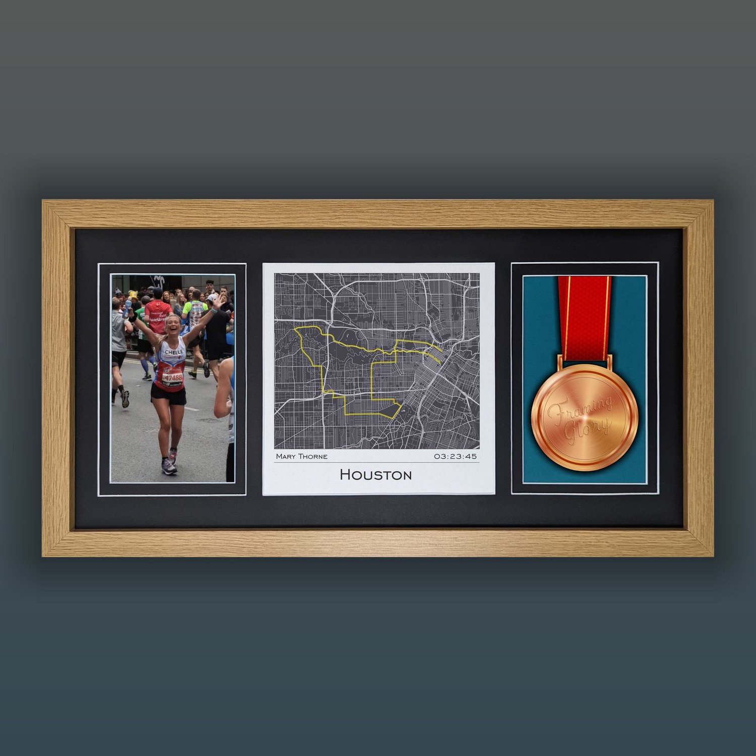 Houston - Marathon - Map & Medal Display Frame - Marathon Gifts ...