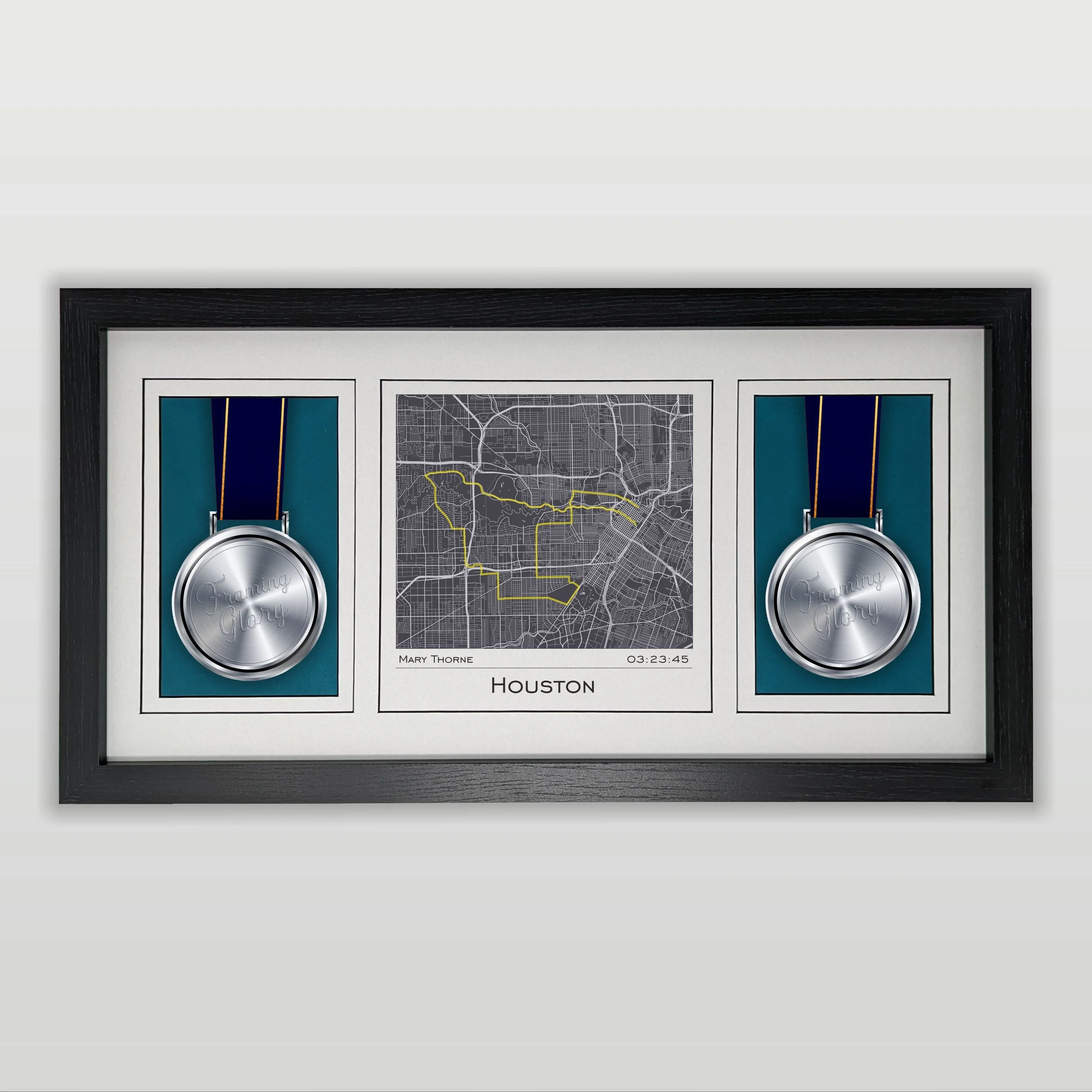 Houston - Marathon - Map, Photo & Medal Display Frame - Marathon Gifts ...