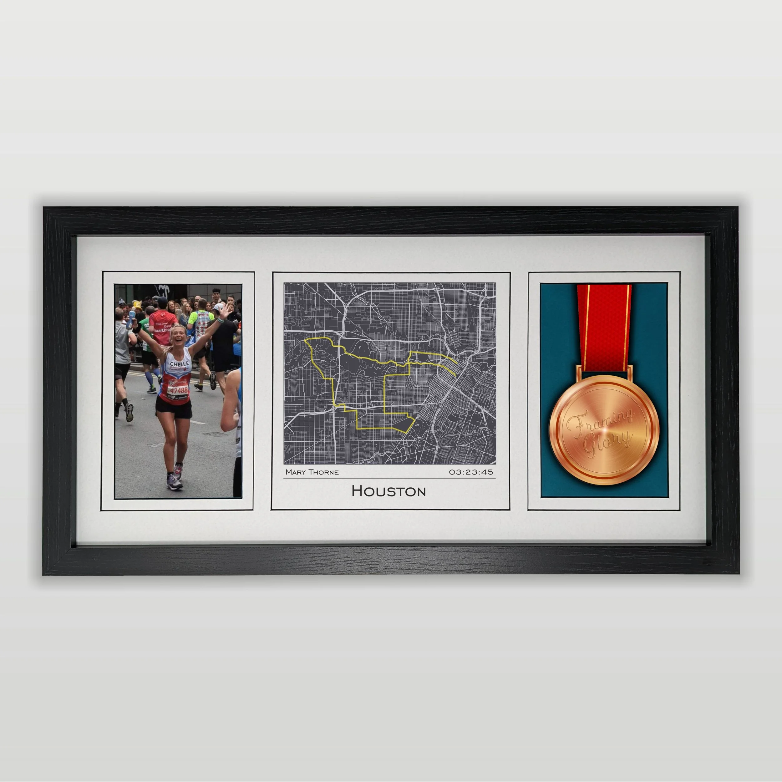 Houston - Marathon - Map & Medal Display Frame - Marathon Gifts ...