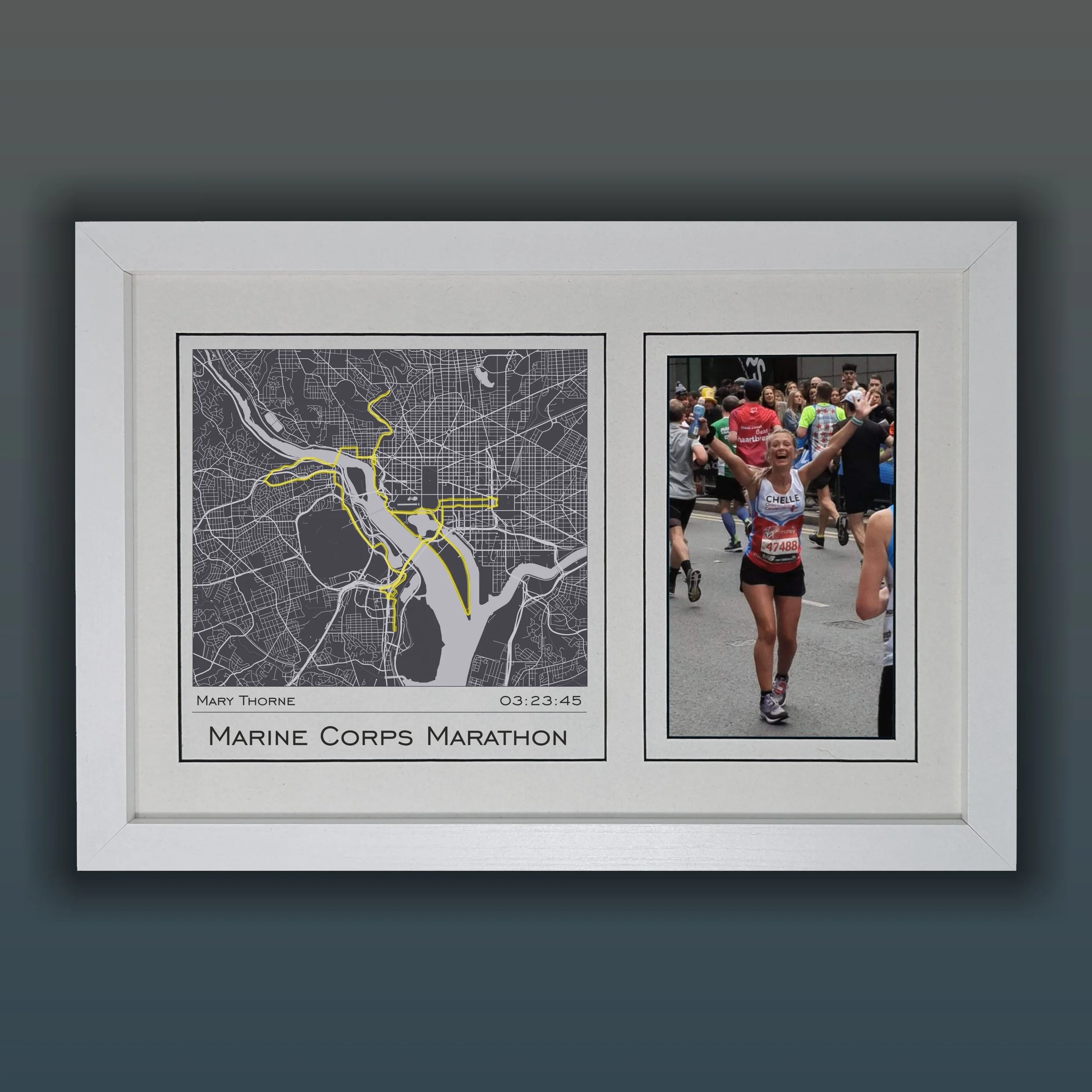Mcm Marine Corps Marathon Map Medal Display Frame Marathon