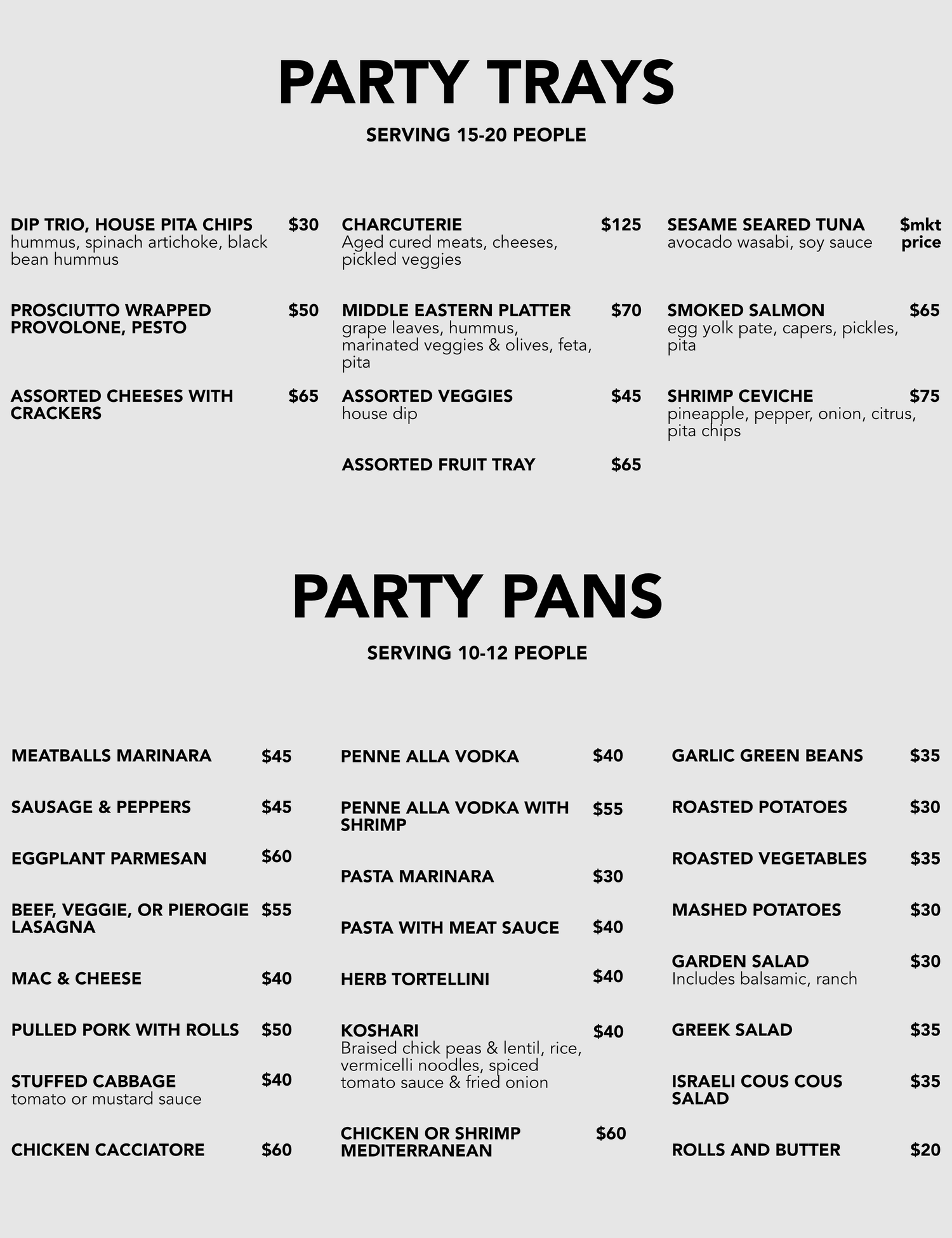 Menu 1 — Above & Beyond Catering and Kitchen