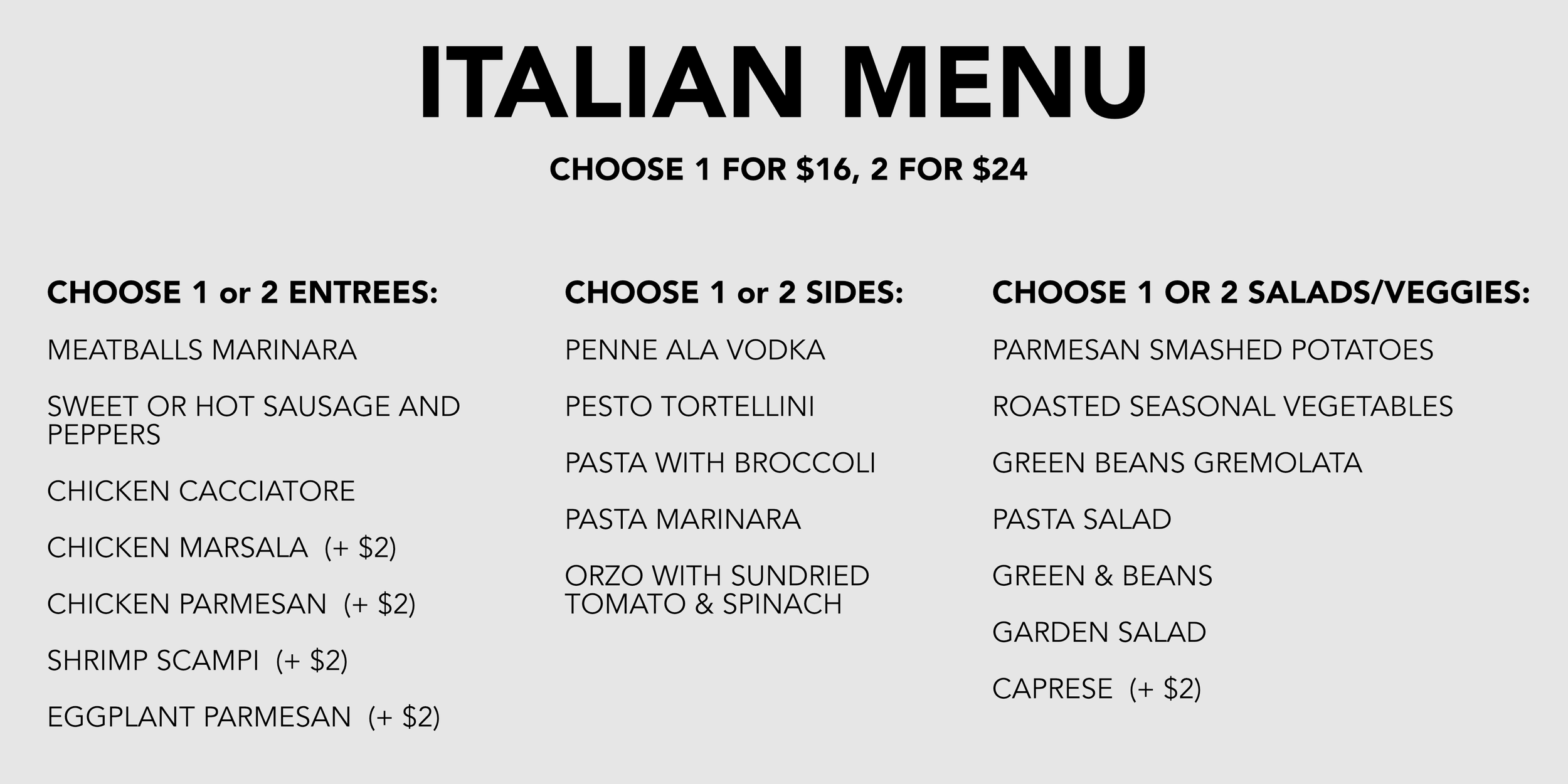 Menu 1 — Above & Beyond Catering and Kitchen