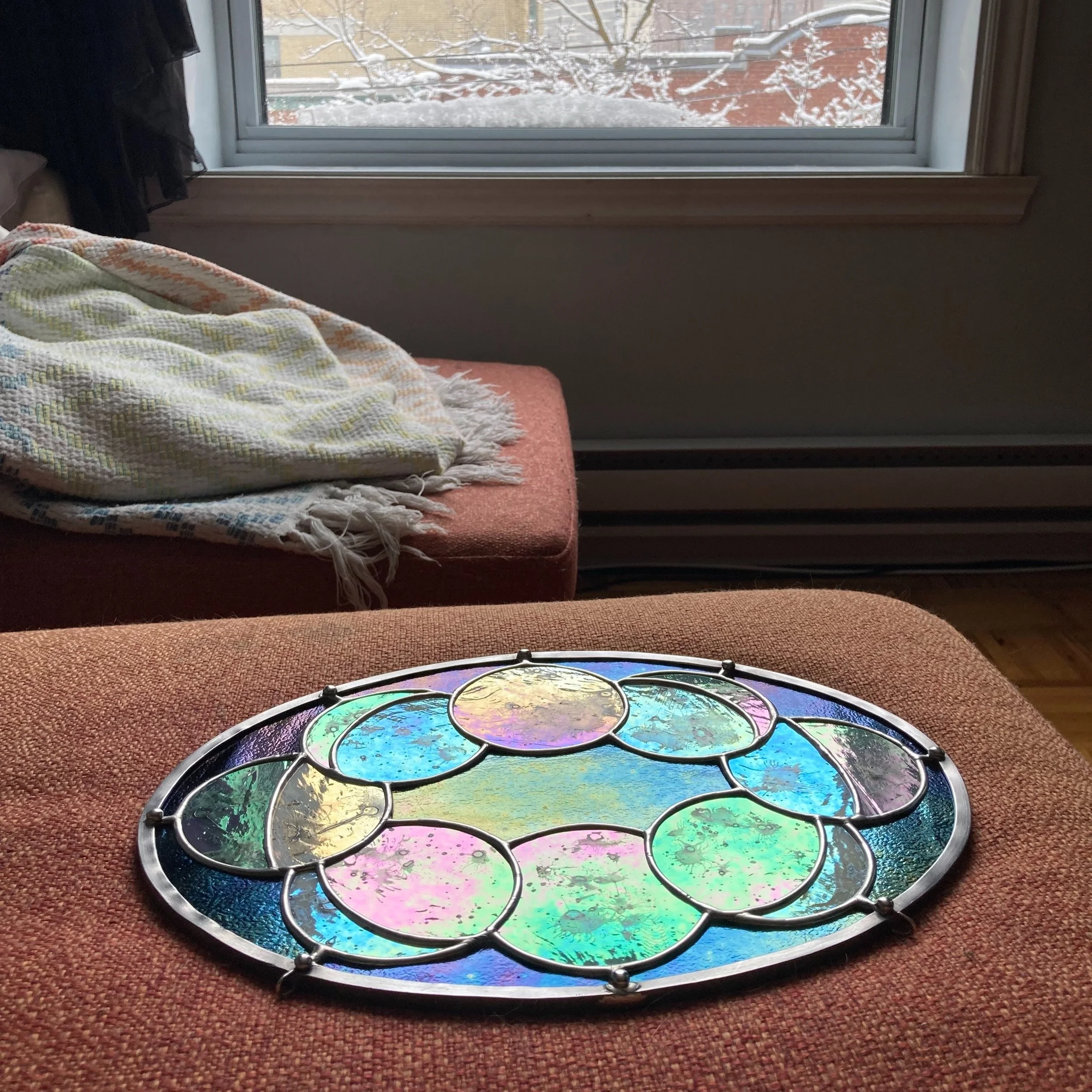 Moon Phases - Hand painted stained glass panel — Heart of (stained) glass