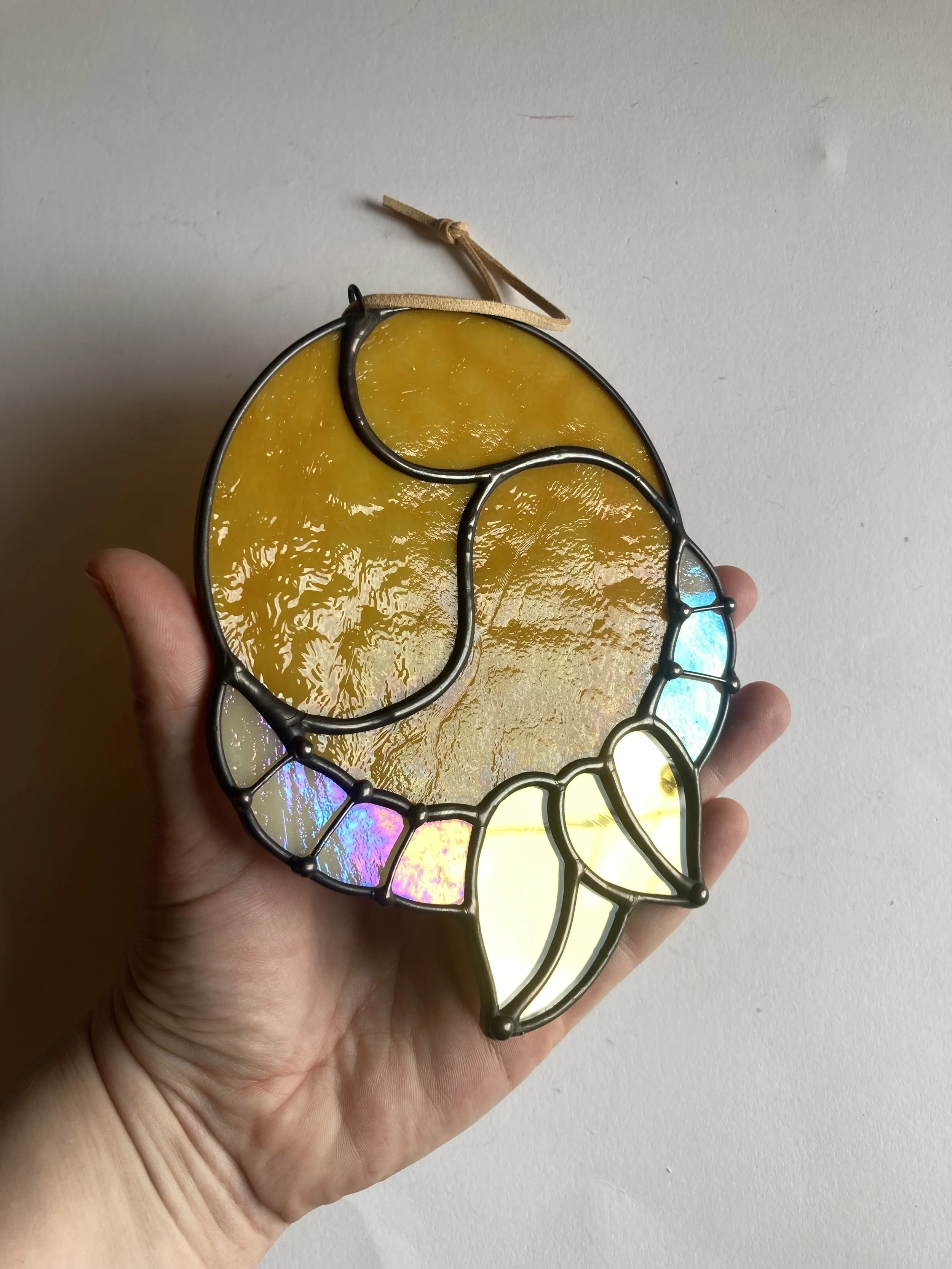 Moon Phases - Hand painted stained glass panel — Heart of (stained) glass