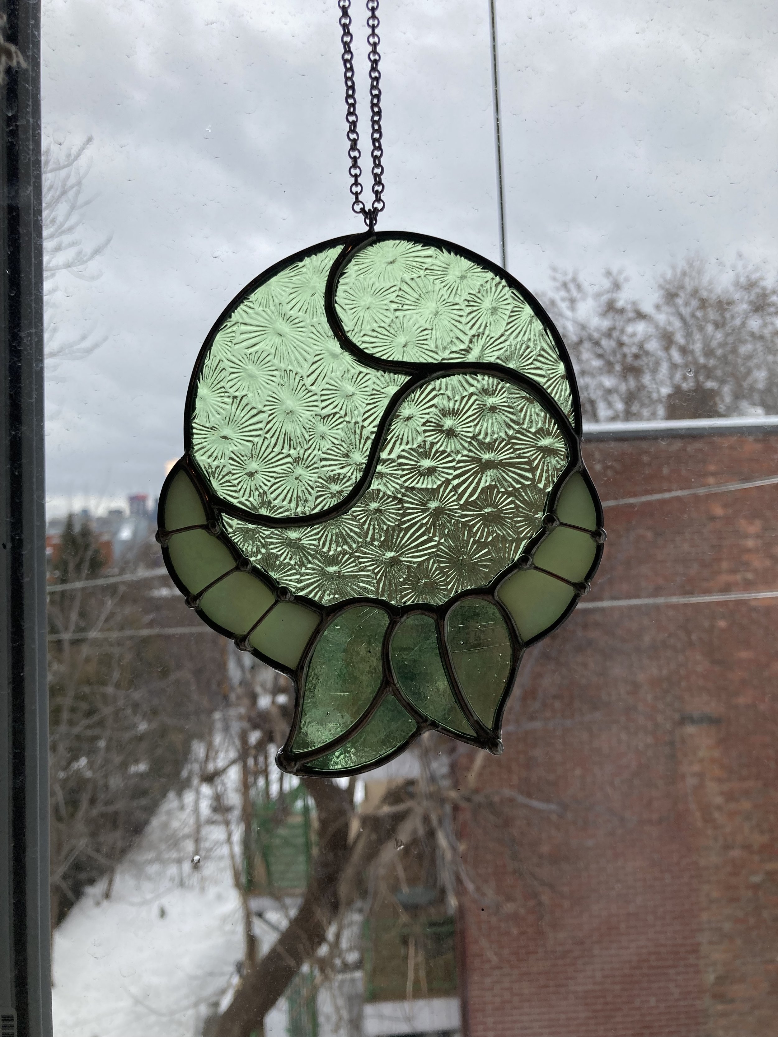 Moon Phases - Hand painted stained glass panel — Heart of (stained) glass