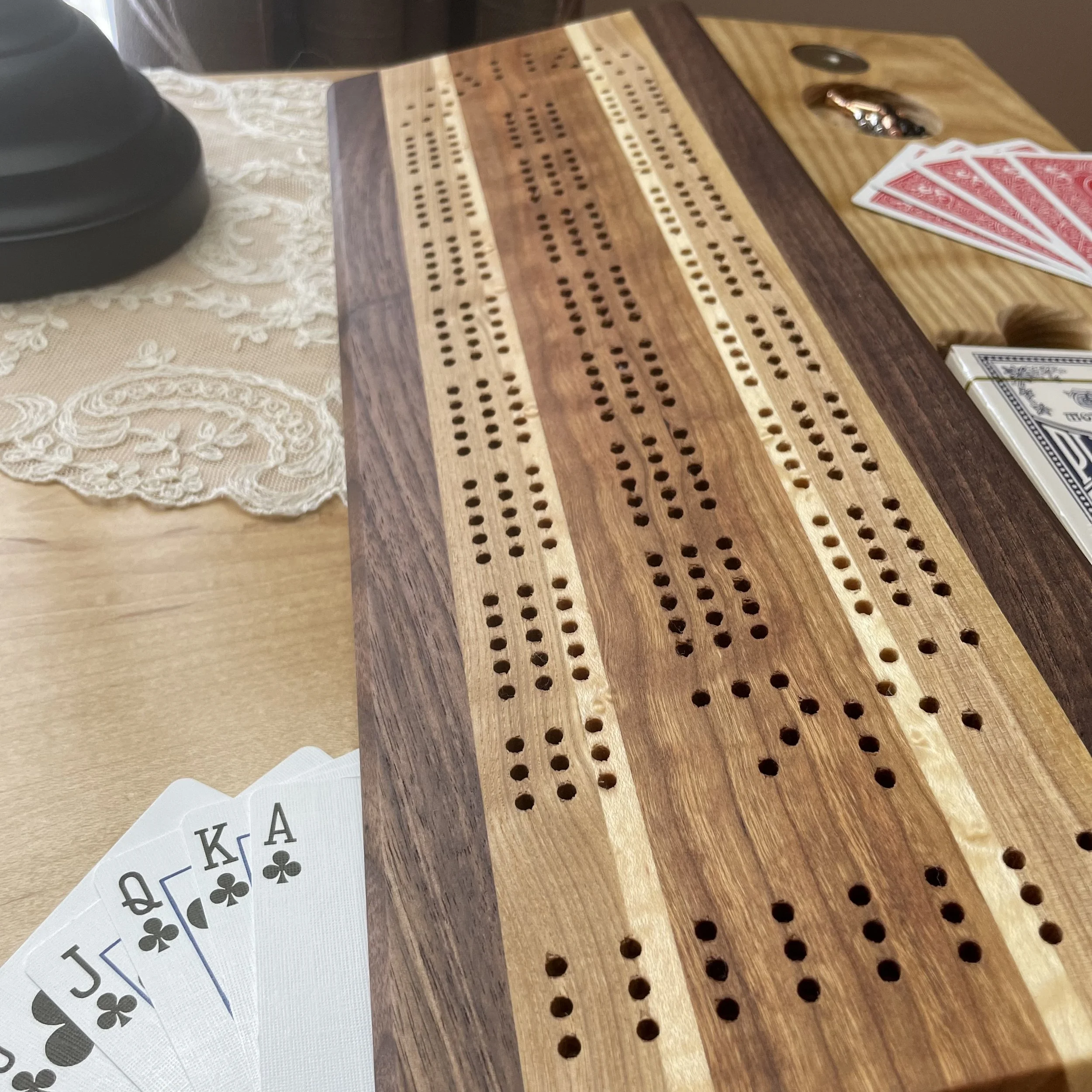 Live Edge Walnut Cribbage Board — Mercer and Sons Woodcrafts