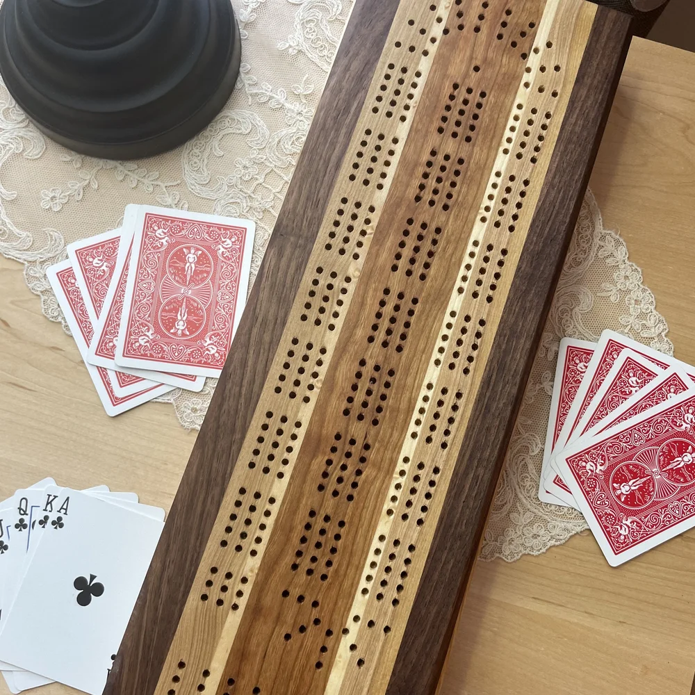 Live Edge Walnut Cribbage Board — Mercer and Sons Woodcrafts
