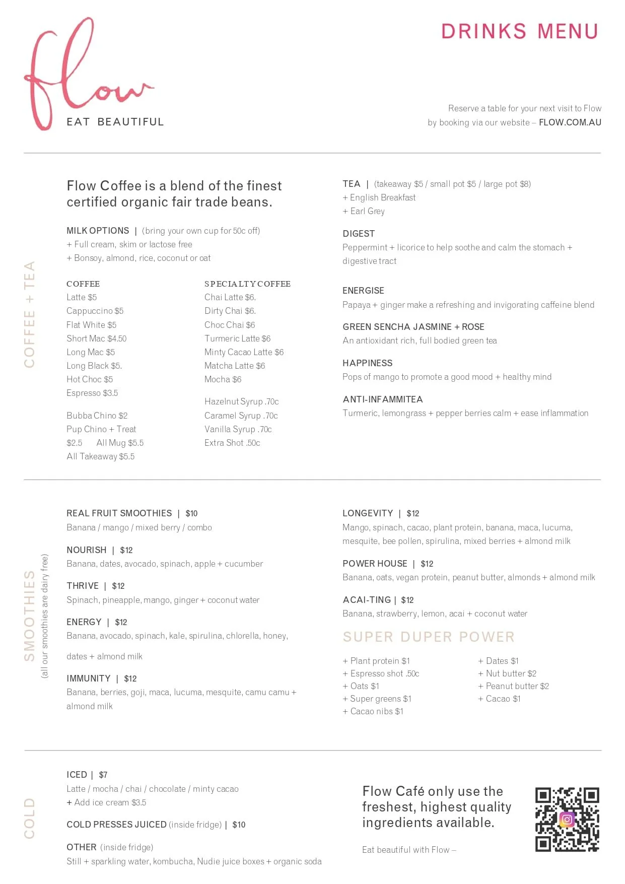 Menus — Flow Cafe Geraldton