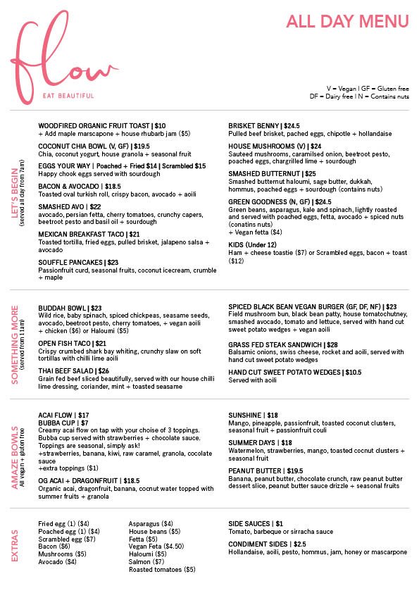 Menus — Flow Cafe Geraldton