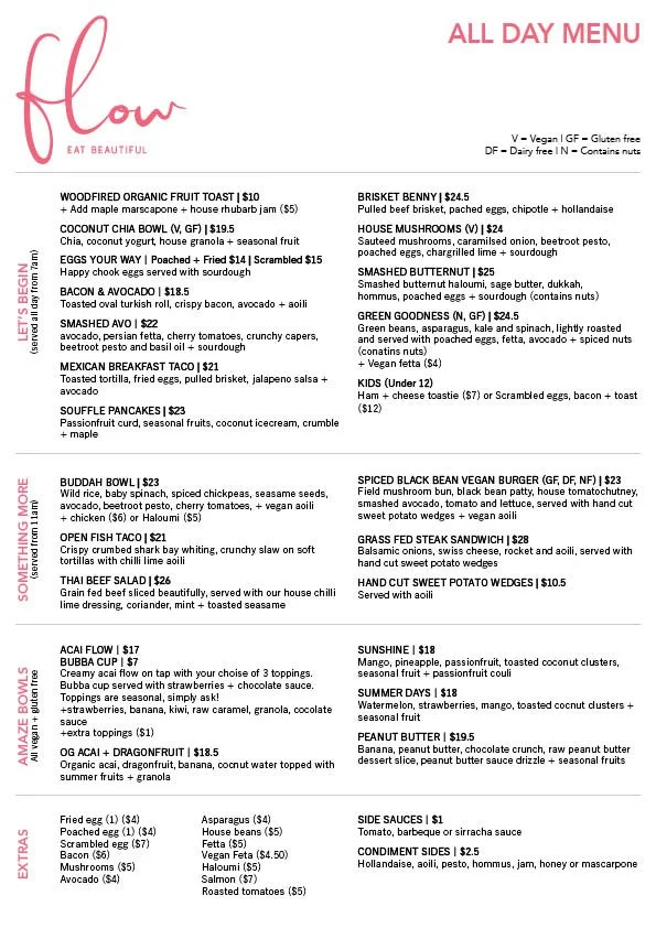 Menus — Flow Cafe Geraldton