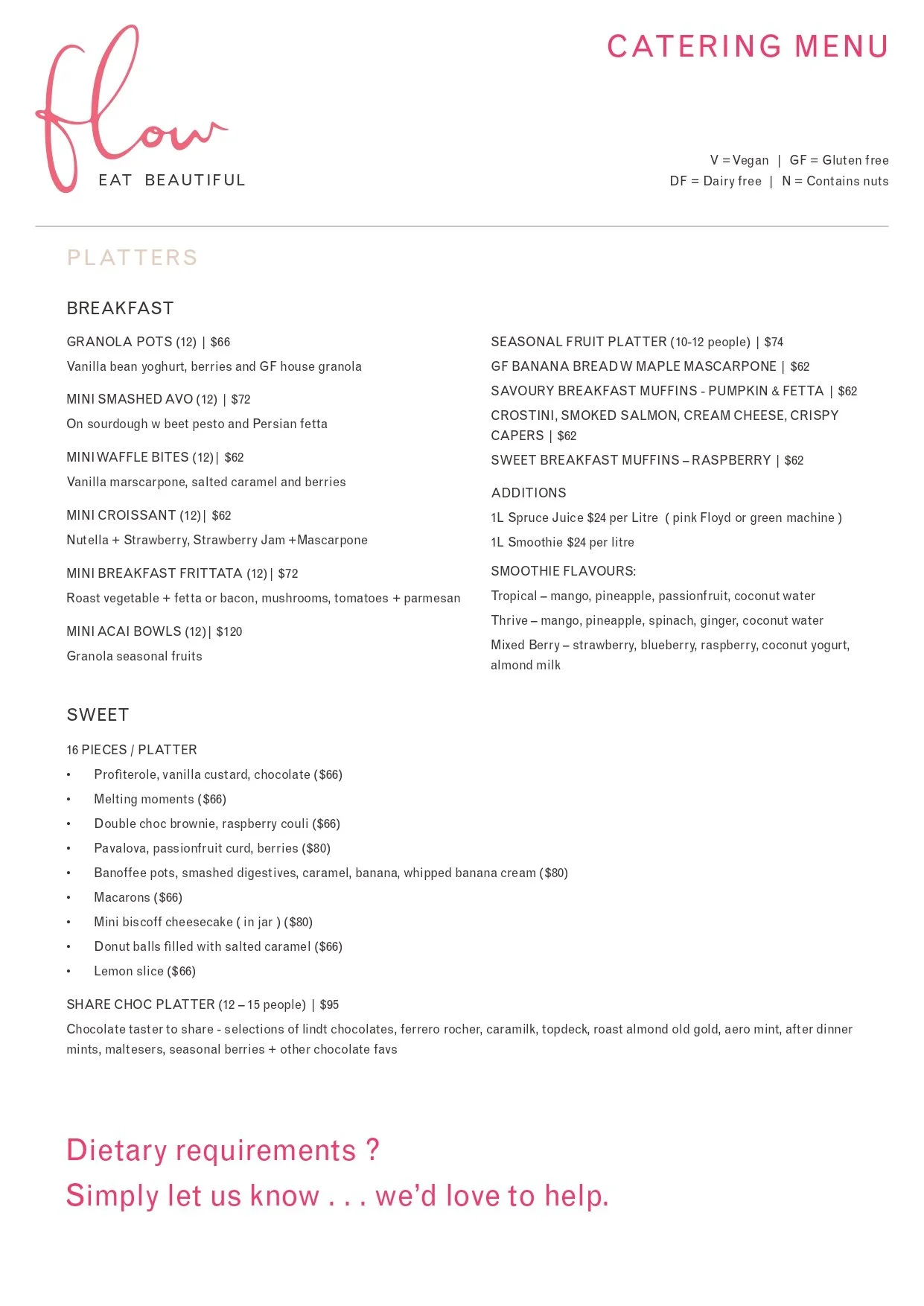 Catering — Flow Cafe Geraldton