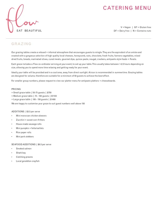 Catering — Flow Cafe Geraldton