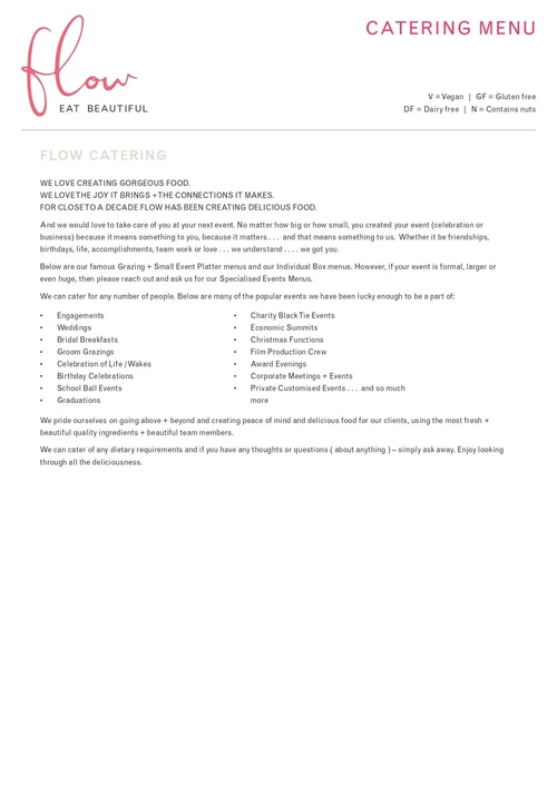 Catering — Flow Cafe Geraldton