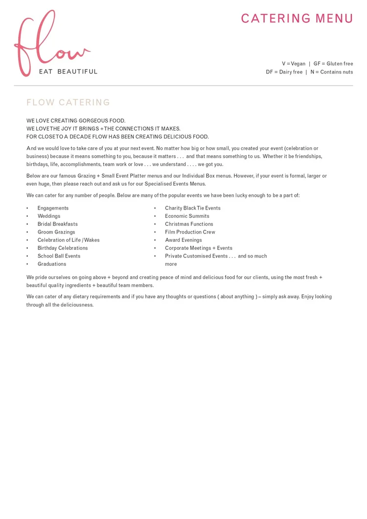 Catering — Flow Cafe Geraldton