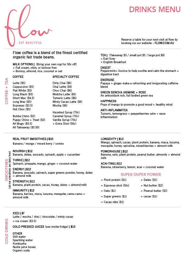 Menus — Flow Cafe Geraldton