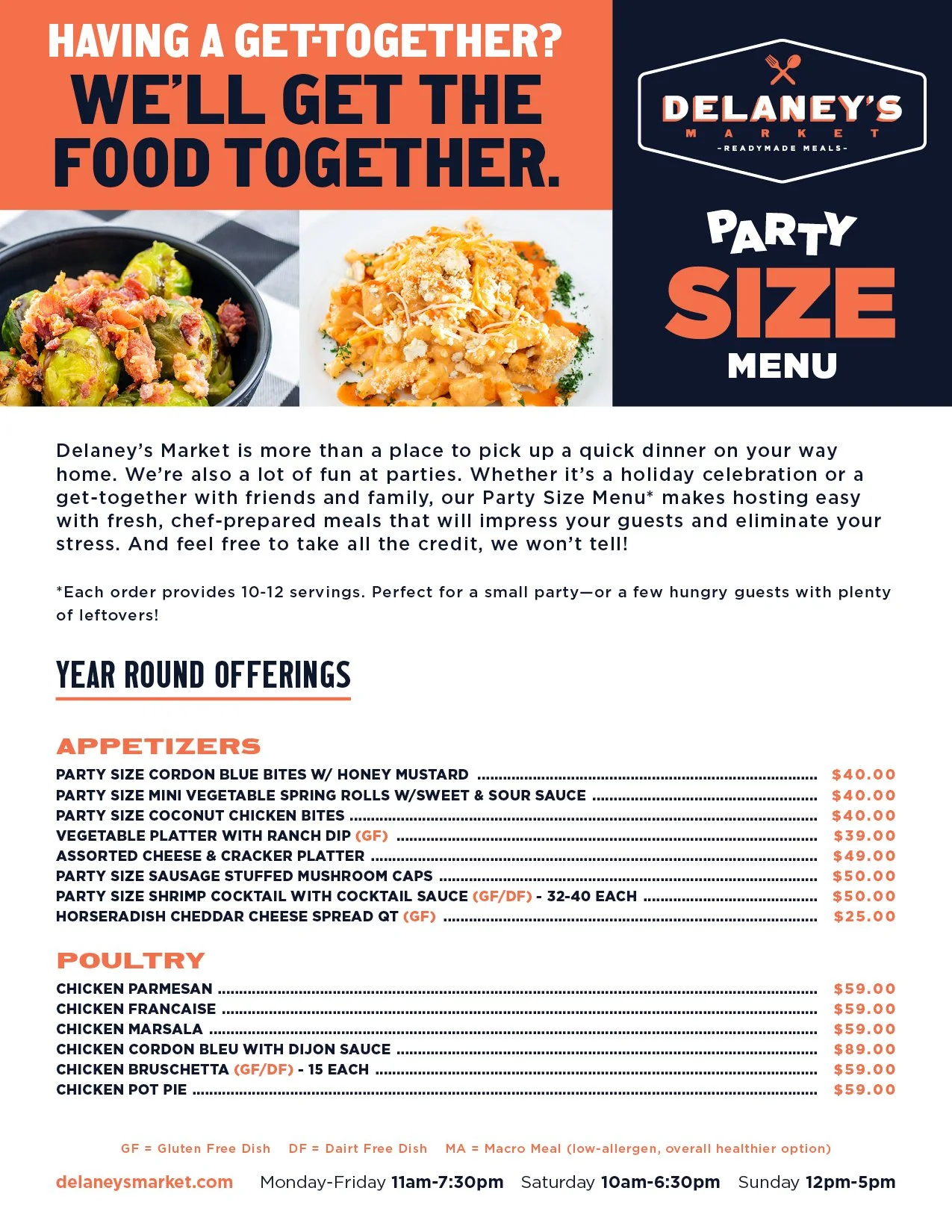 Party Size Menu — Delaney's Market