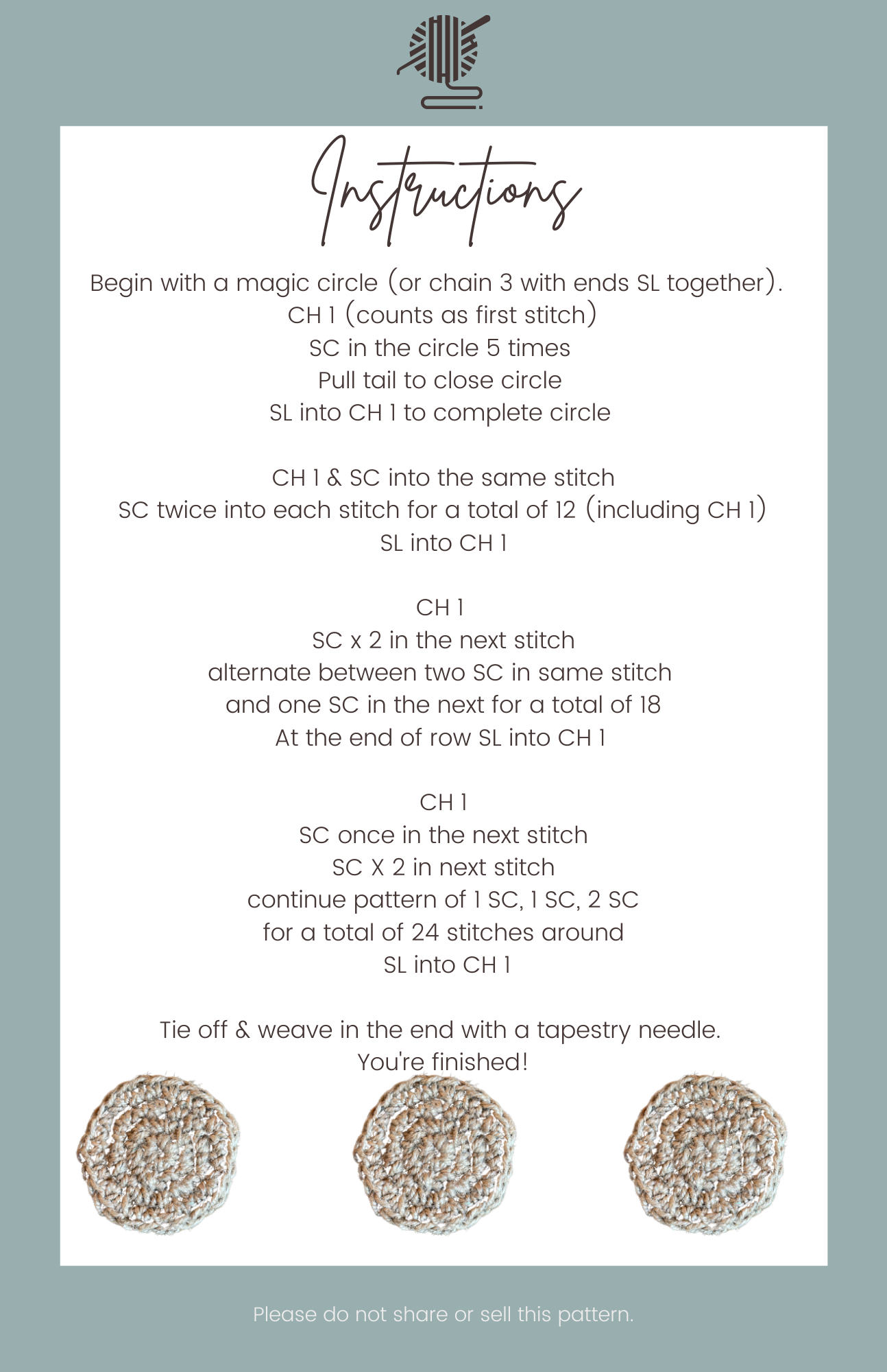 Free Jute Coaster Pattern — bags by bento