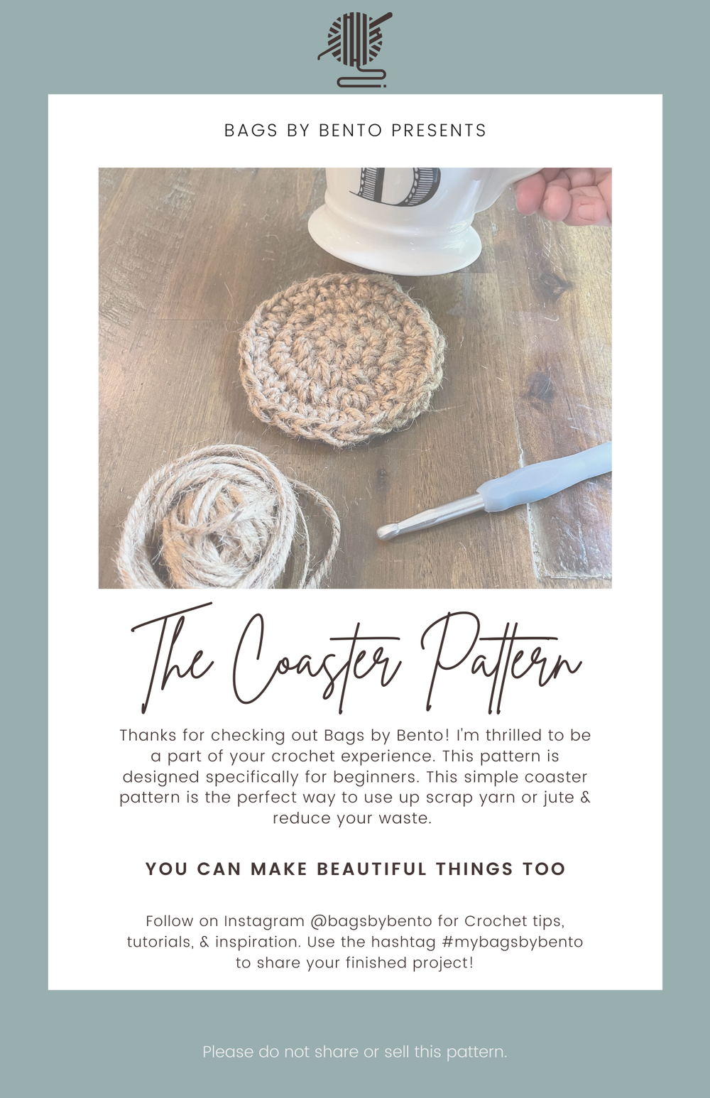 Free Jute Coaster Pattern — bags by bento