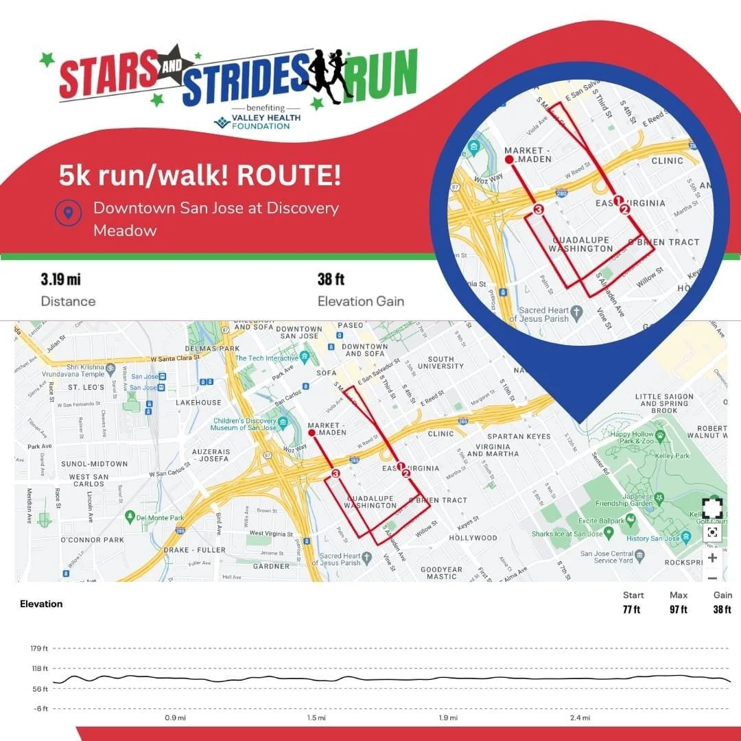 Course Map / Road Closure Notice — Stars and Strides 5K-10K Run/Walk