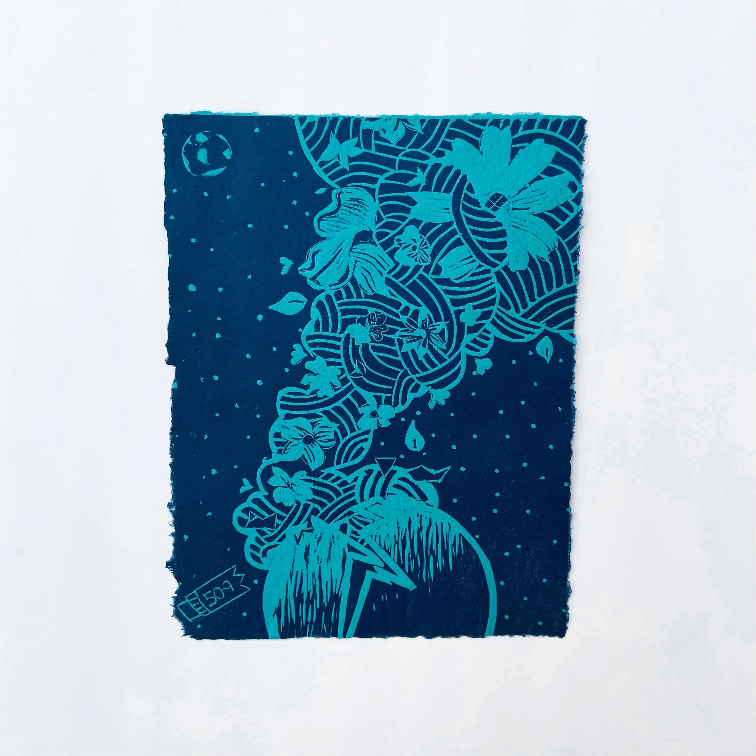 'The Beginning' Linocut print — Aesle