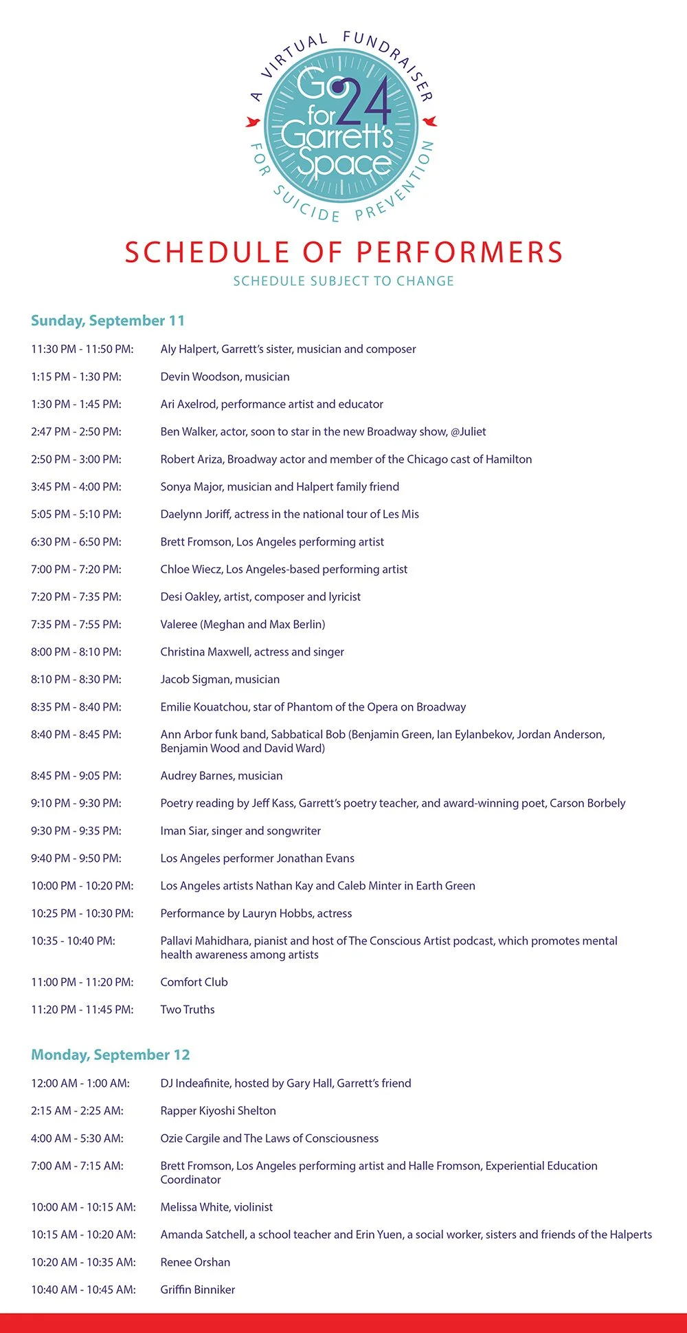 Go24 2022 Schedule — Garrett's Space