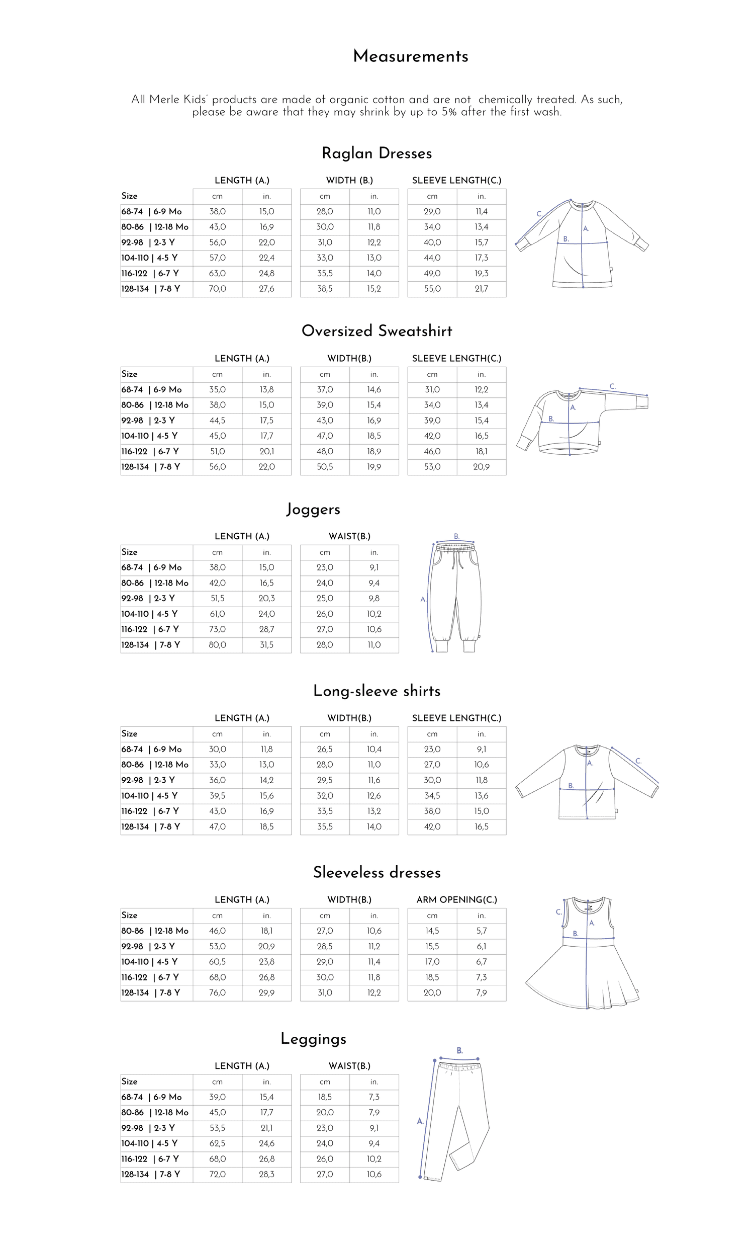 Size Charts | Find Fit, Shop Confidently — Merle Kids