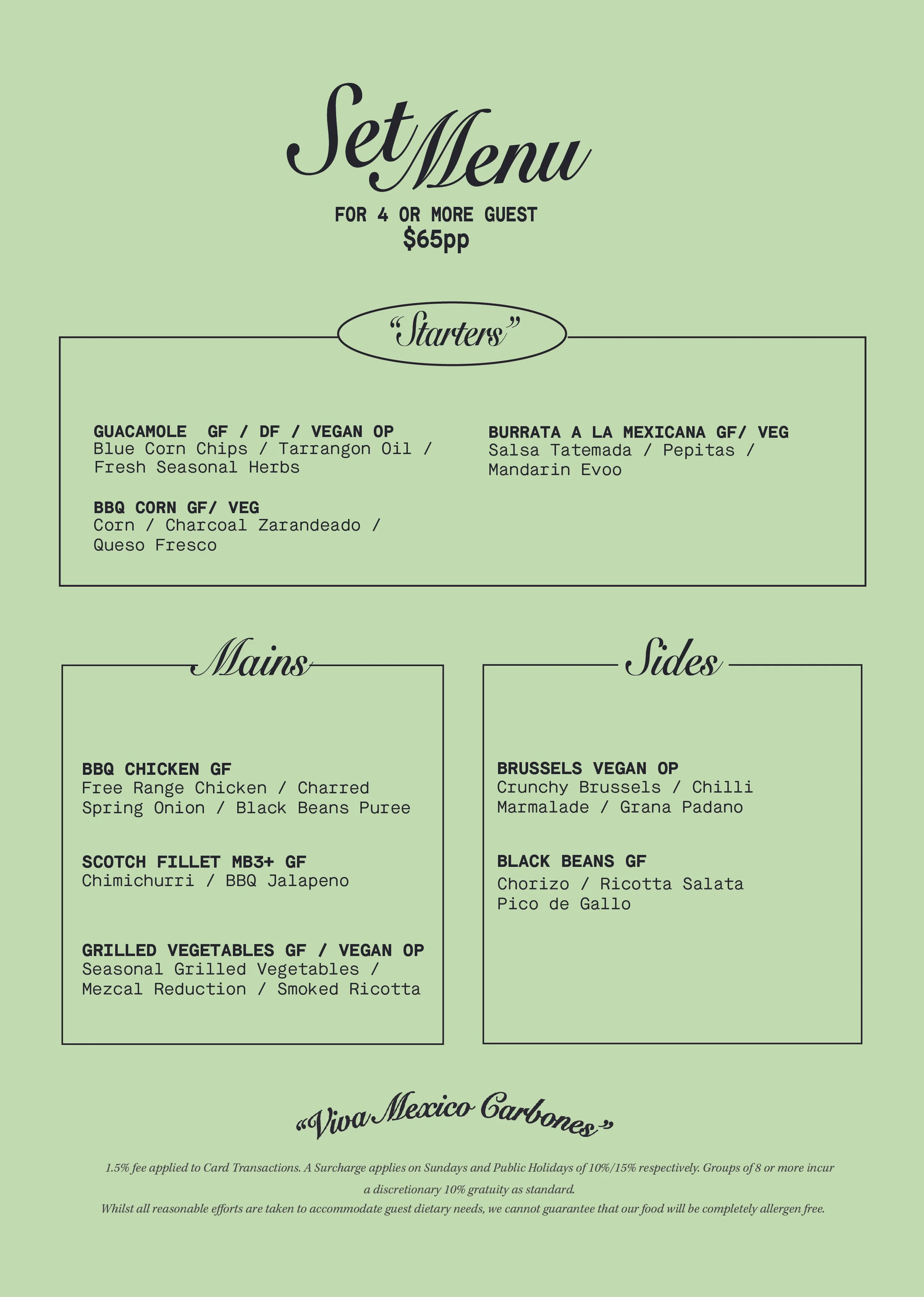 Menu — Carbon Mexican Woodfire