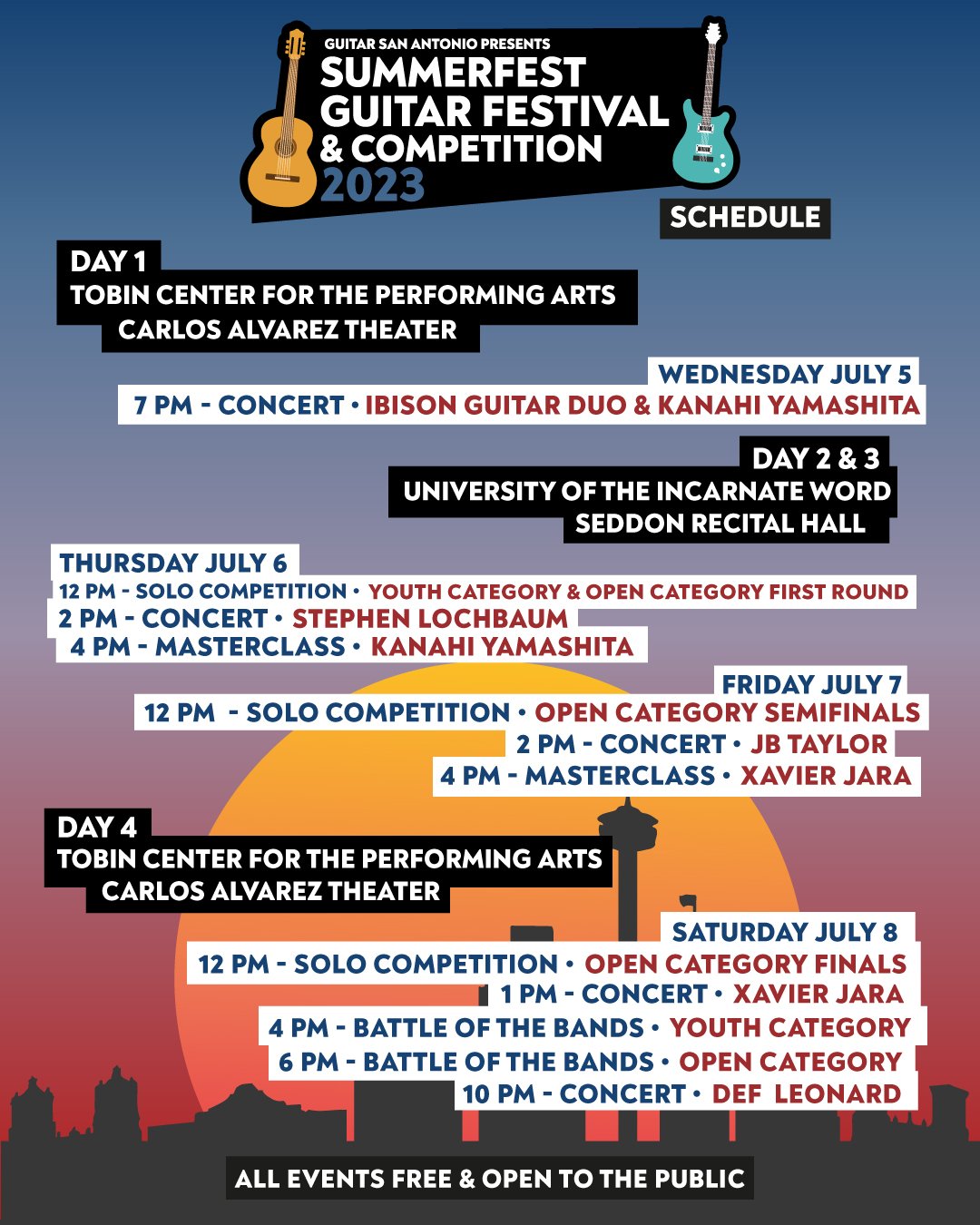 SummerFest Schedule — Join Guitar San Antonio today