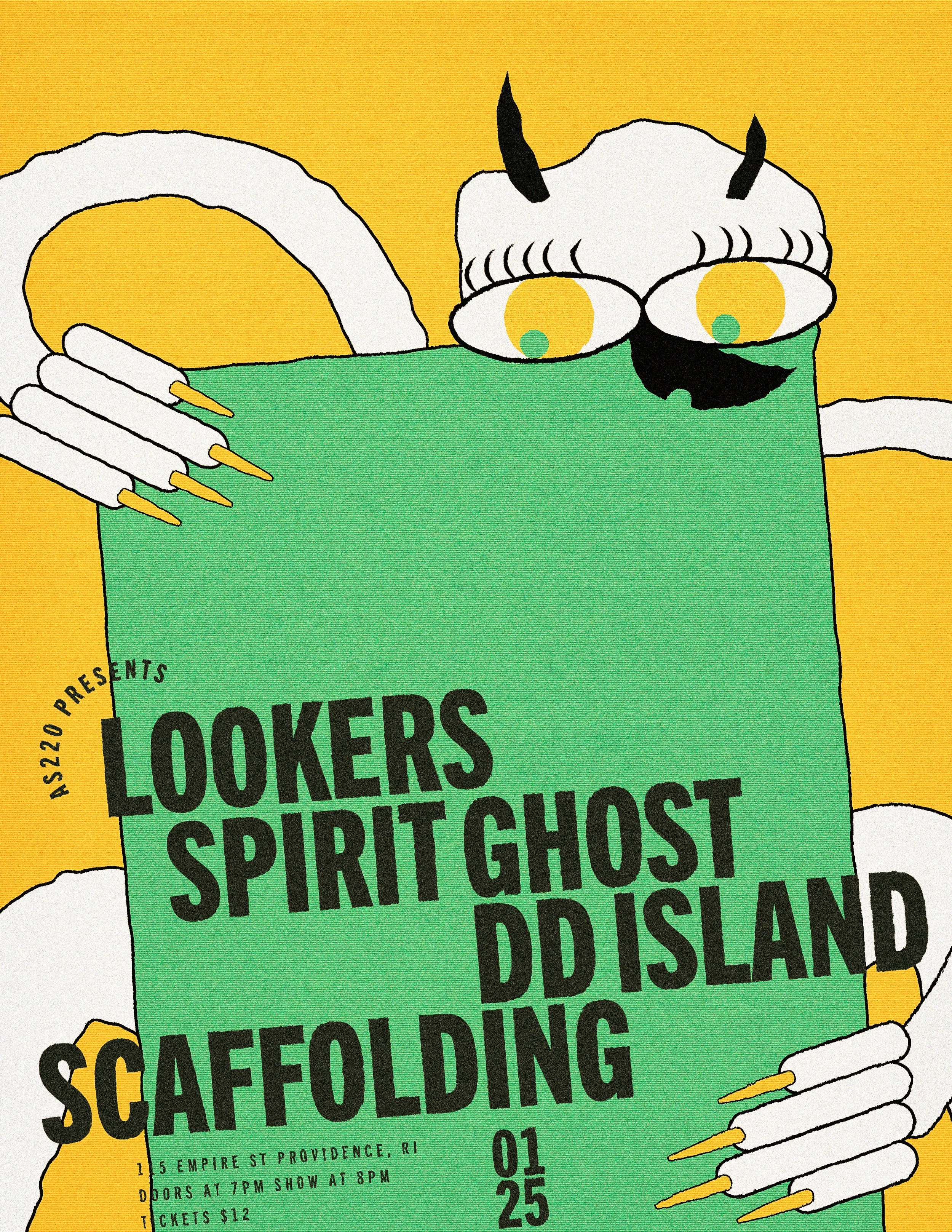 AS220 Calendar — Spirit Ghost + Lookers + DD Island + Scaffolding
