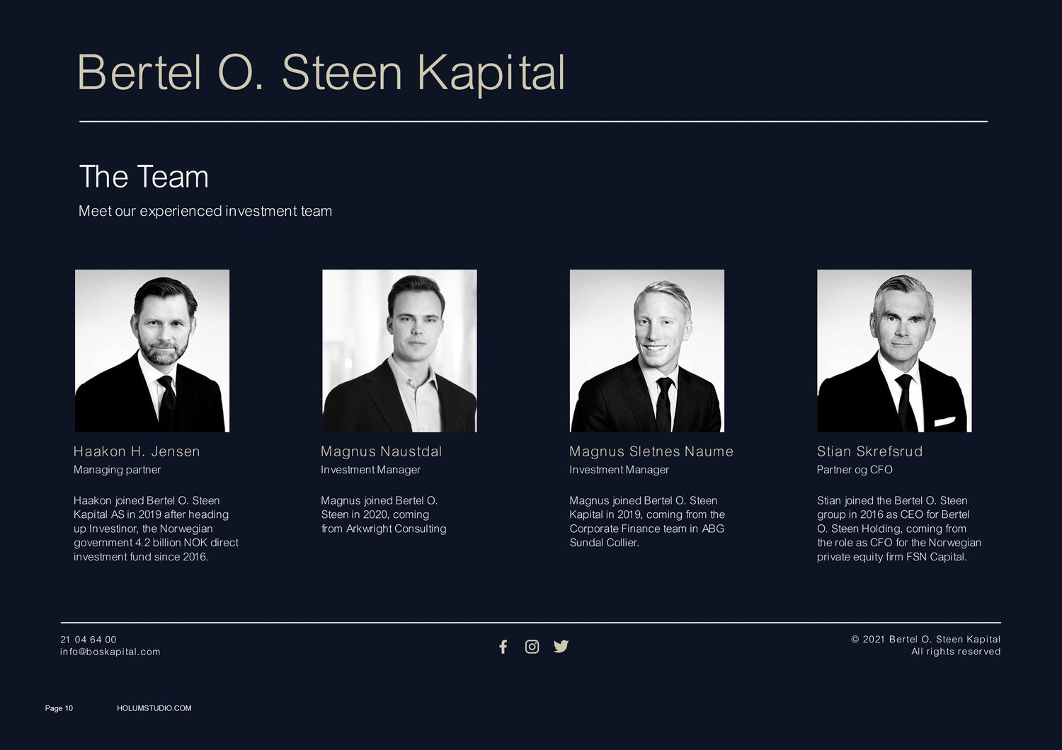 Bertel O. Steen Kapital — Holum Studio