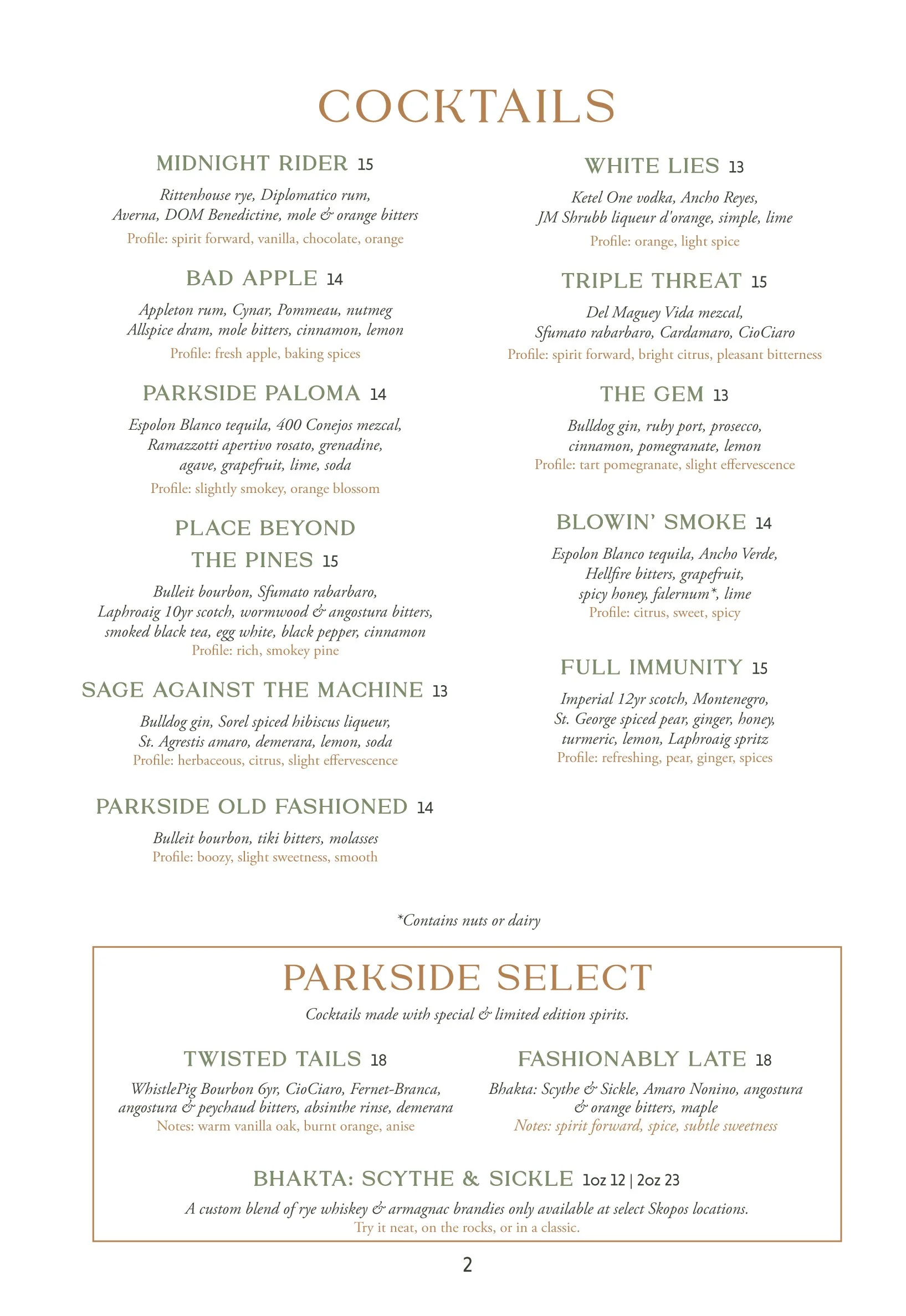 Beverage — The Parkside Social