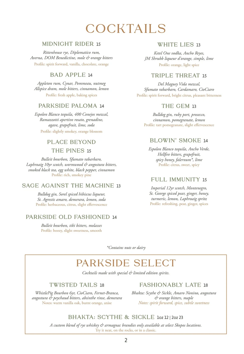 Beverage — The Parkside Social
